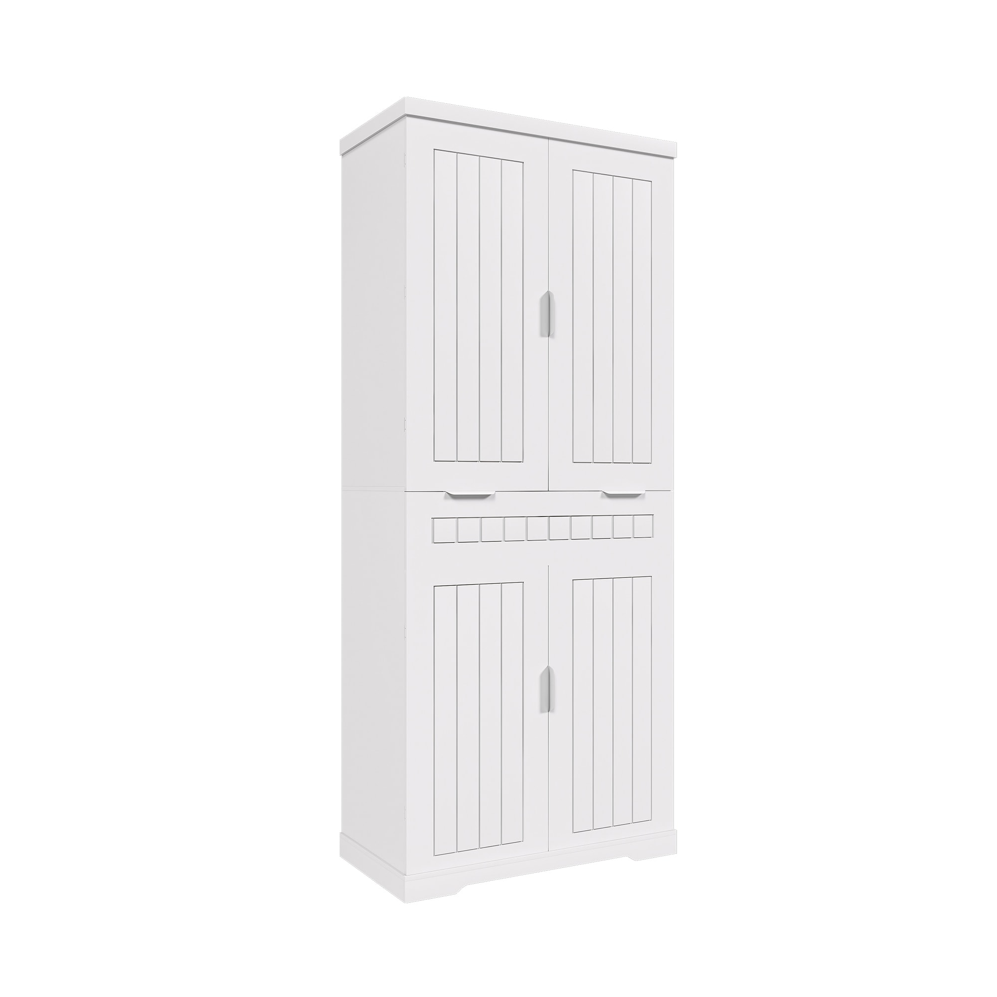 SINOFURN Contemporary/Modern White MDF Pantry with Wine Storage in the ...