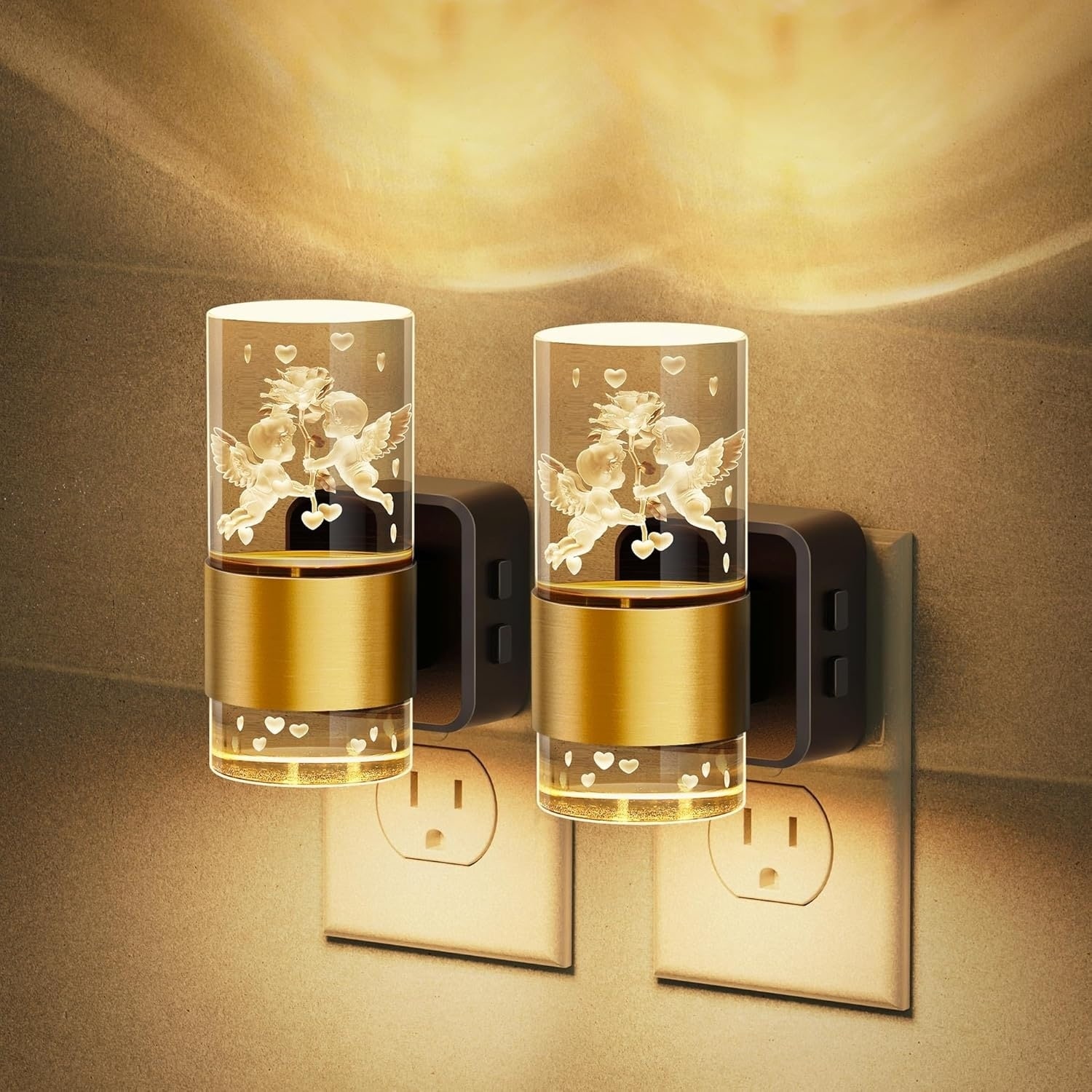 DORESshop Angel Night Light 2 Pack Plug into Wall 3000K RGB 10 Color ...