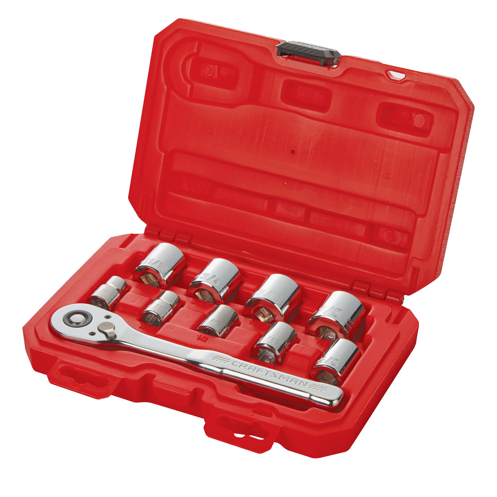 CRAFTSMAN 10 Piece Standard SAE Polished Chrome Mechanics Tool Set with Hard Case CMMT34563 at Lowes