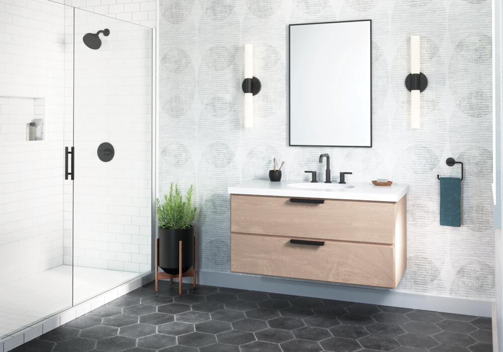 Shop Delta Nicoli Matte Black 2-Handle Widespread Bathroom Sink Faucet ...