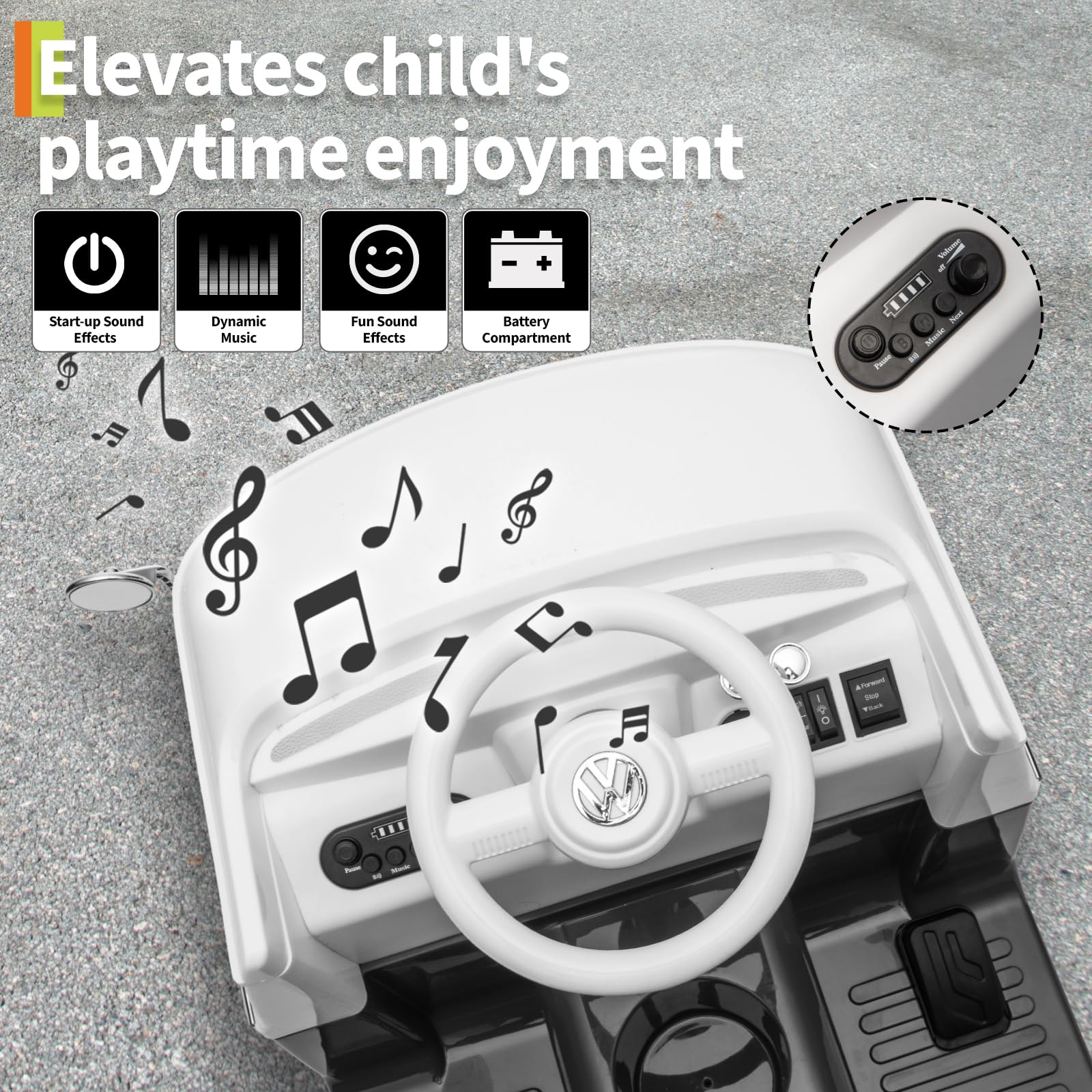 Garvee 6V Licensed Volkswagen T1 Bus Ride On Car for Kids with LED ...