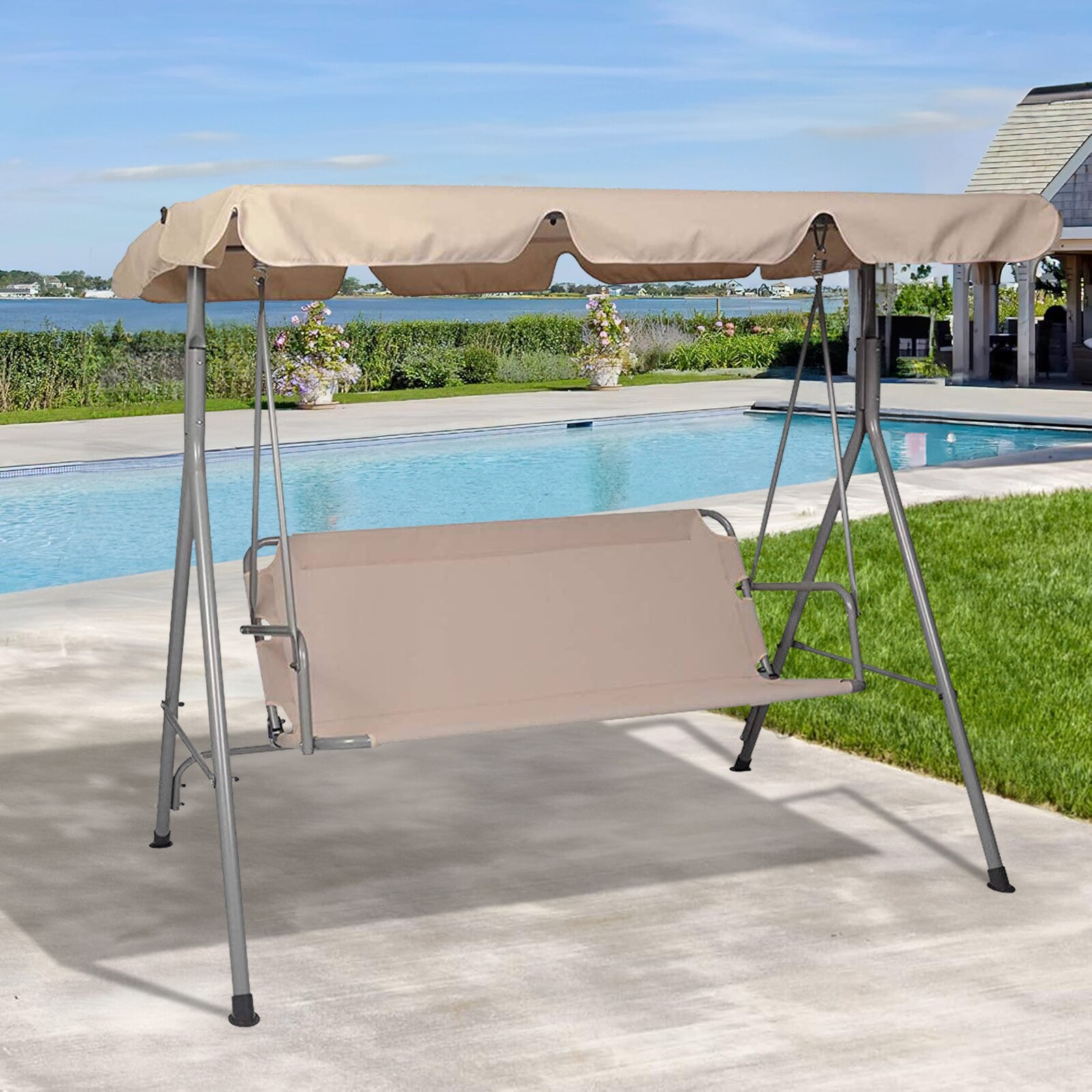 Maocao Hoom Beige Porch Swing Canopy JLP154039 at Lowes