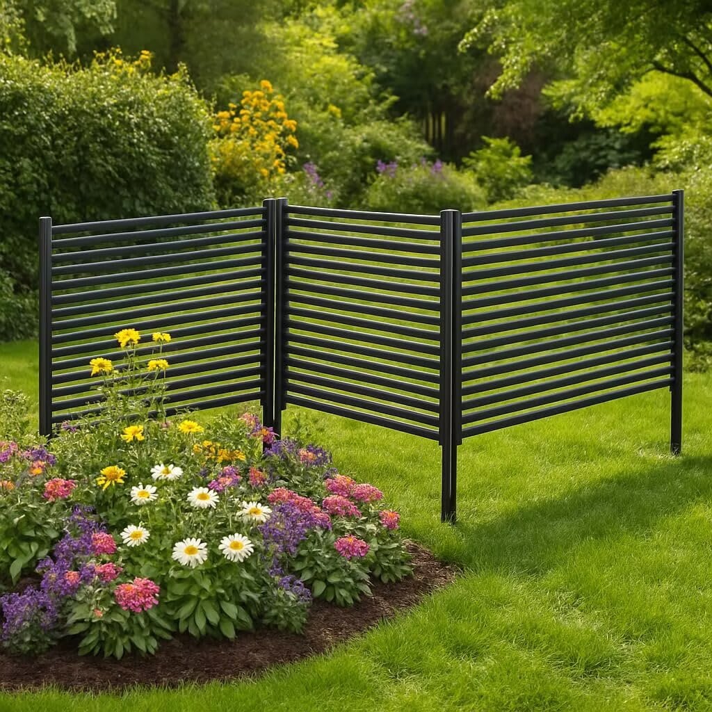 Garvee Privacy Screen 3 Panels No Dig Metal Rustproof Animal Barrier ...