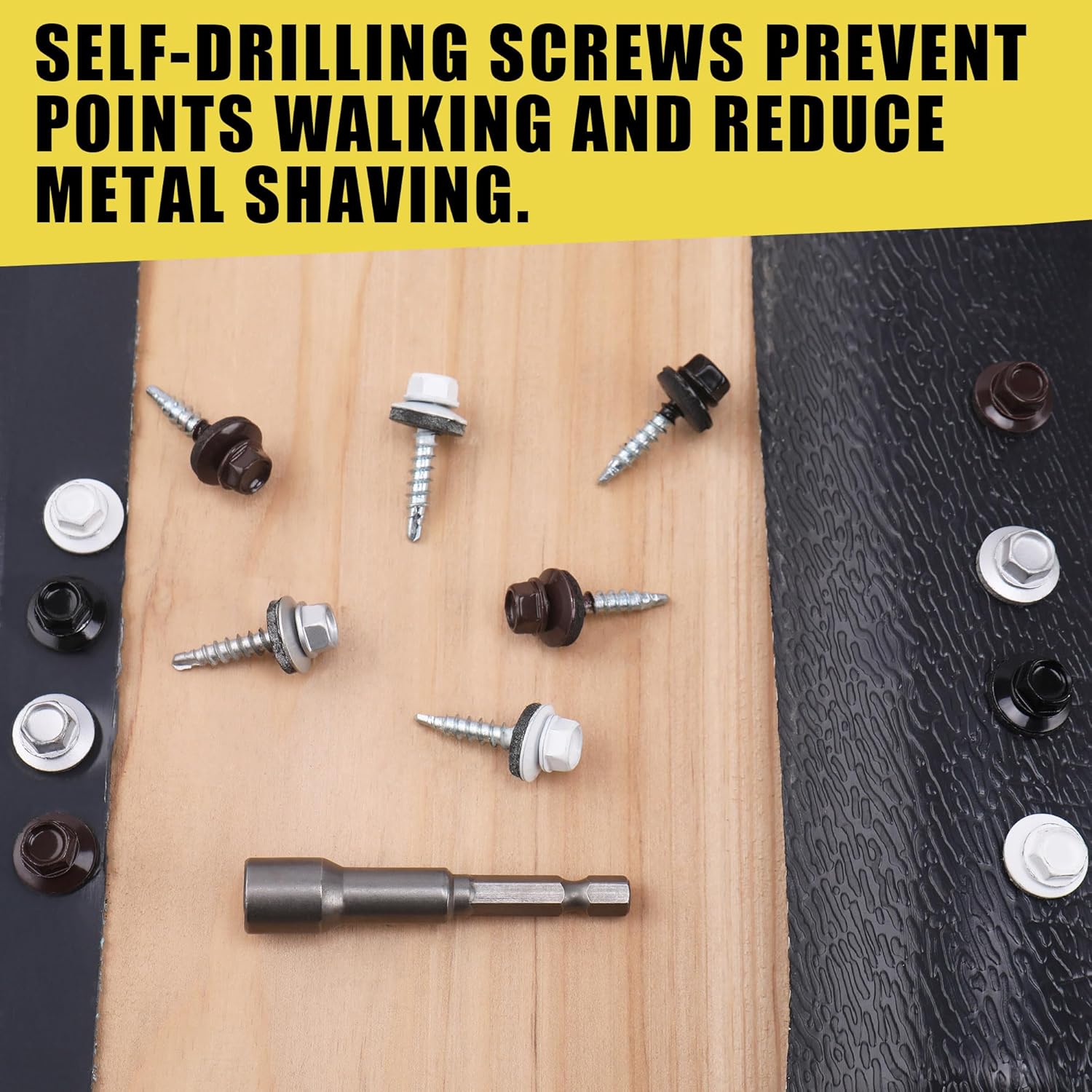 JEGONFRI Brown Hex Head Self Drilling Metal Roofing Screws EPDM Washer ...