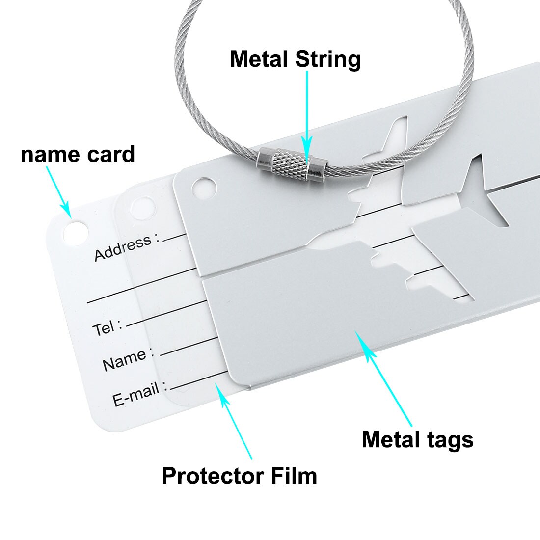 Unique Bargains Luggage TagsMetal Travel Tags Luggage Identifier Card ...