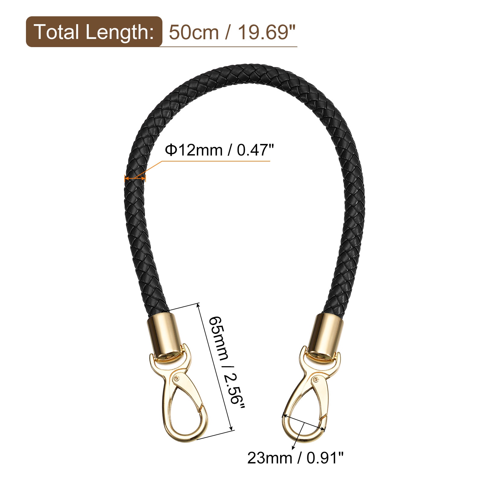 Unique Bargains Leather Purse Strap 50cm/19.7-Inch PU Braided Purse ...