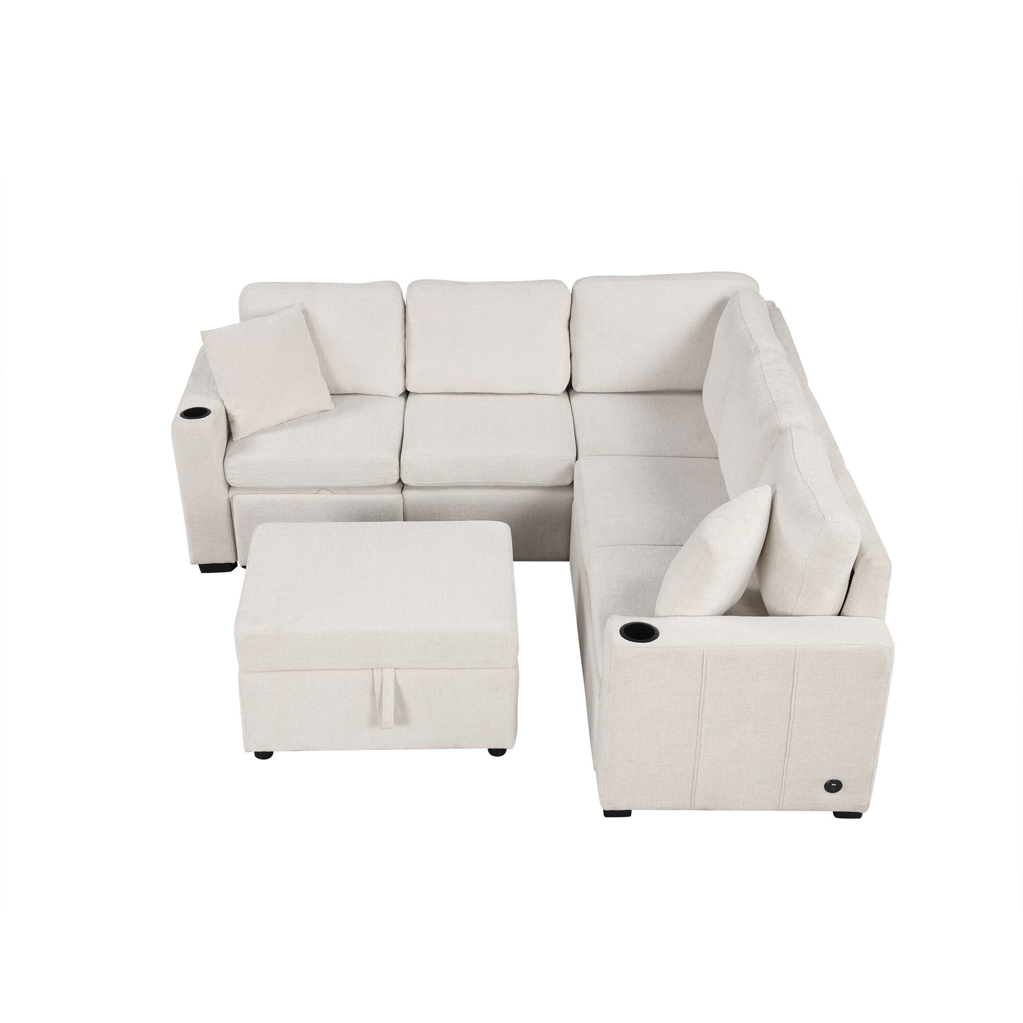 ModernLuxe 84.7inch Sectional Sofa Convertible Pullout Sofa Bed Lshaped ...