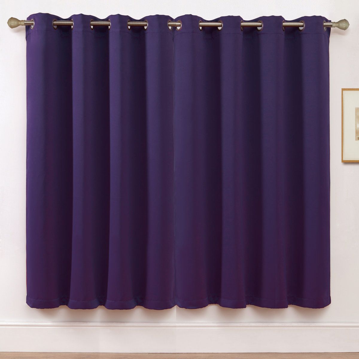 KATE AURORA Set of 2 Thermal Room Darkening Grommet Top Curtains For ...