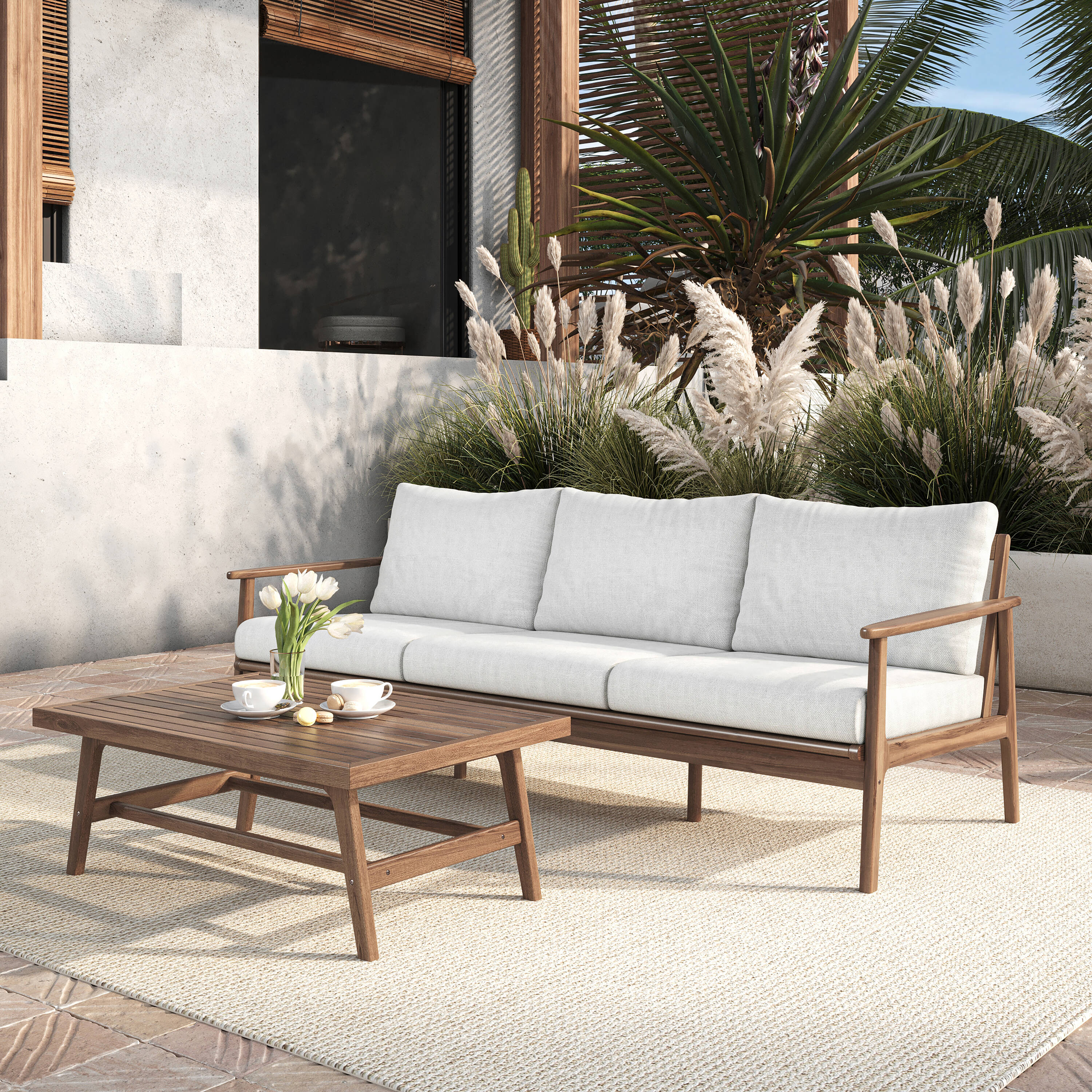 New Classic Furniture Ashton 2 -Piece Patio Sofa Conversation Set with ...