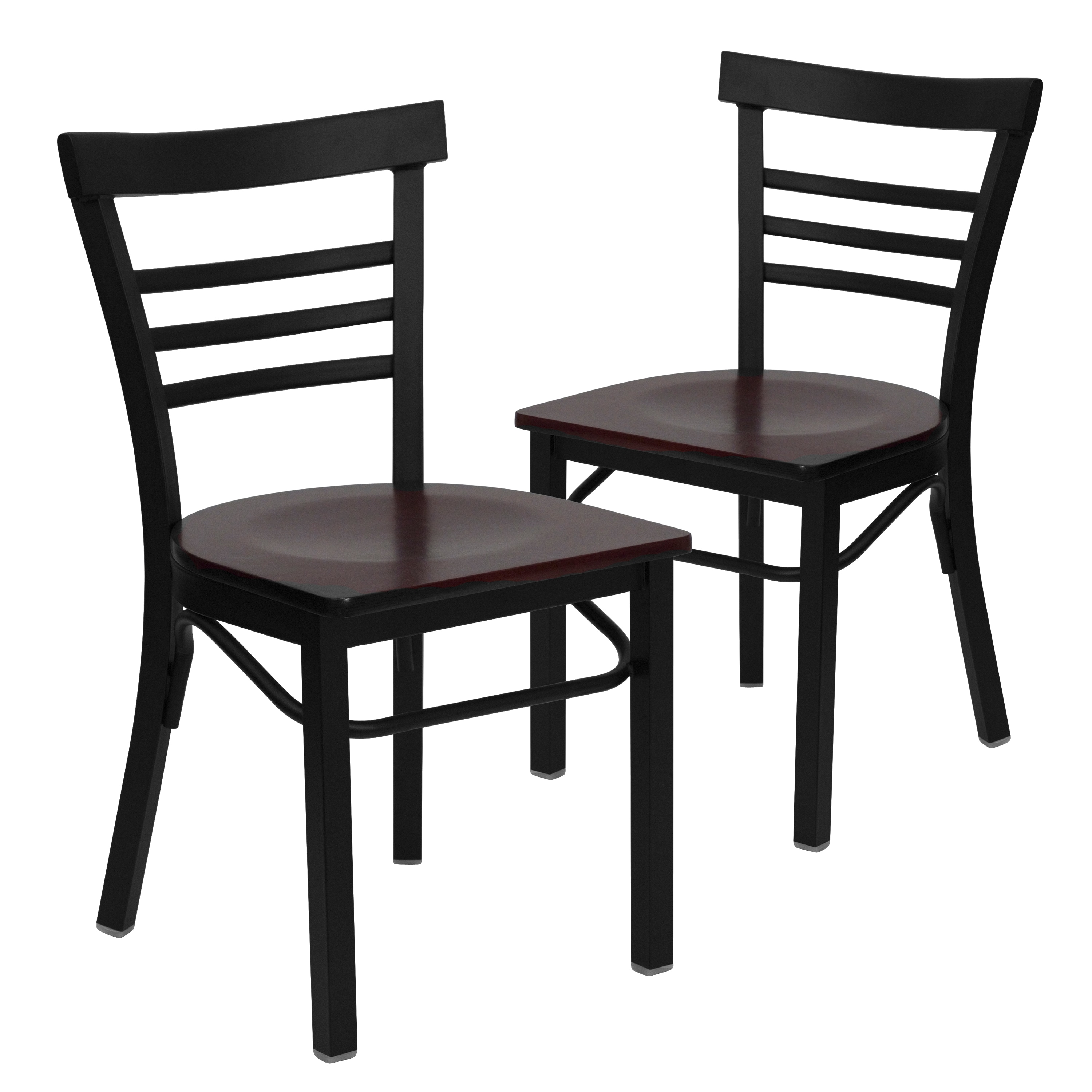 Flash Furniture 2 Pk. HERCULES Series Black Three-Slat Ladder Back ...