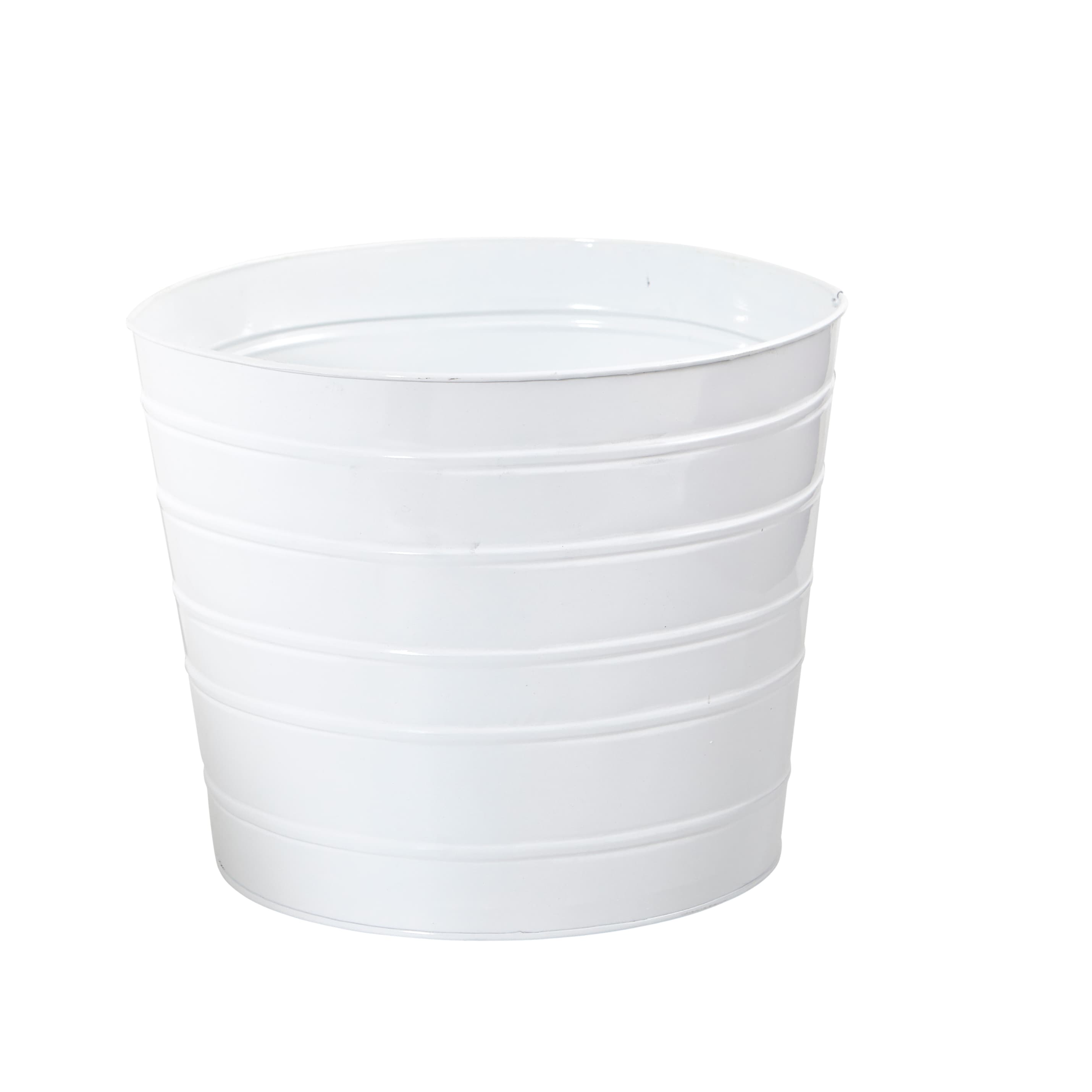 Nearly Natural 12-in Farmhouse White Metal Ribbed Planter in the ...