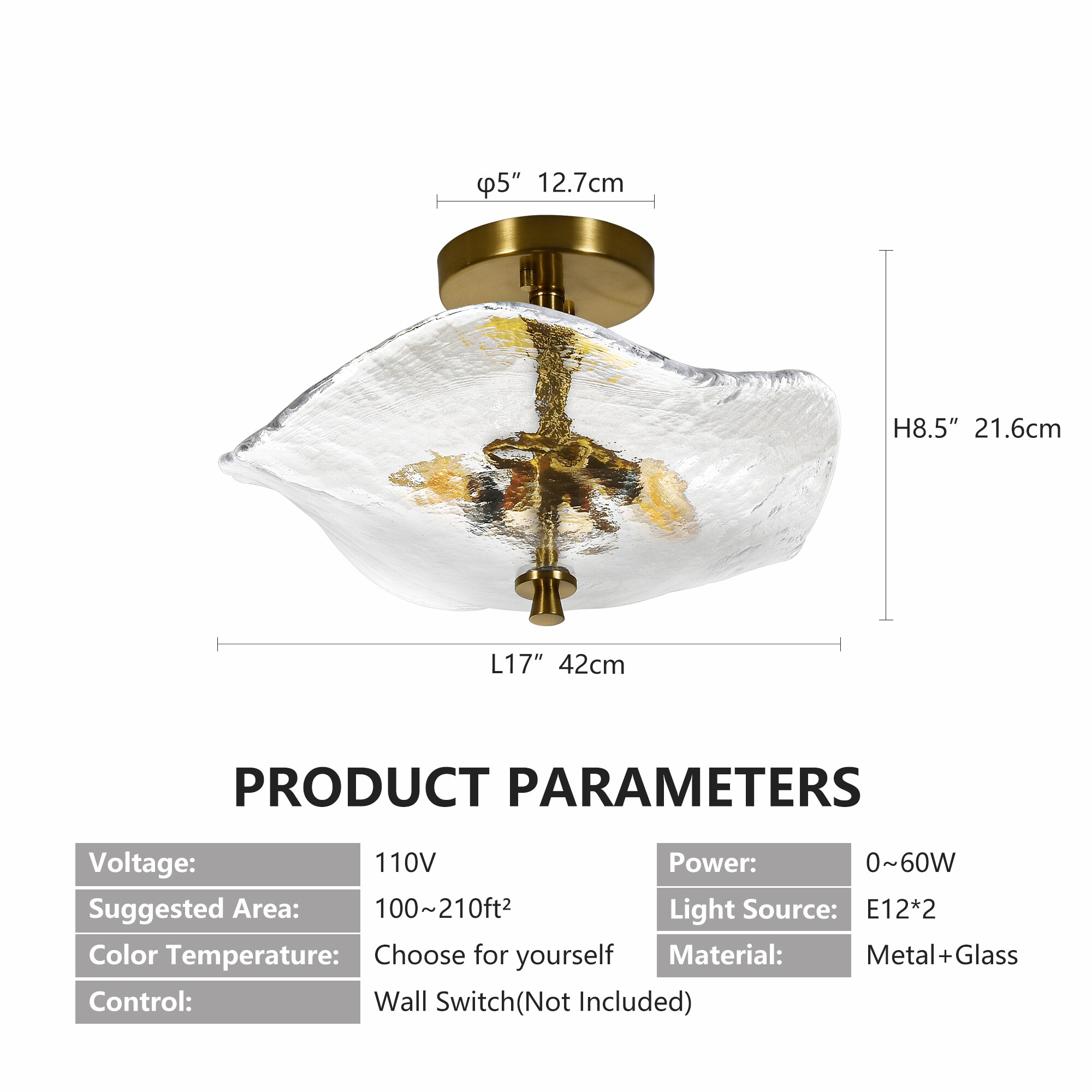 RCCFBHM 16.5-in Modern Gold Flush Mount Ceiling Light 2 Light Water ...