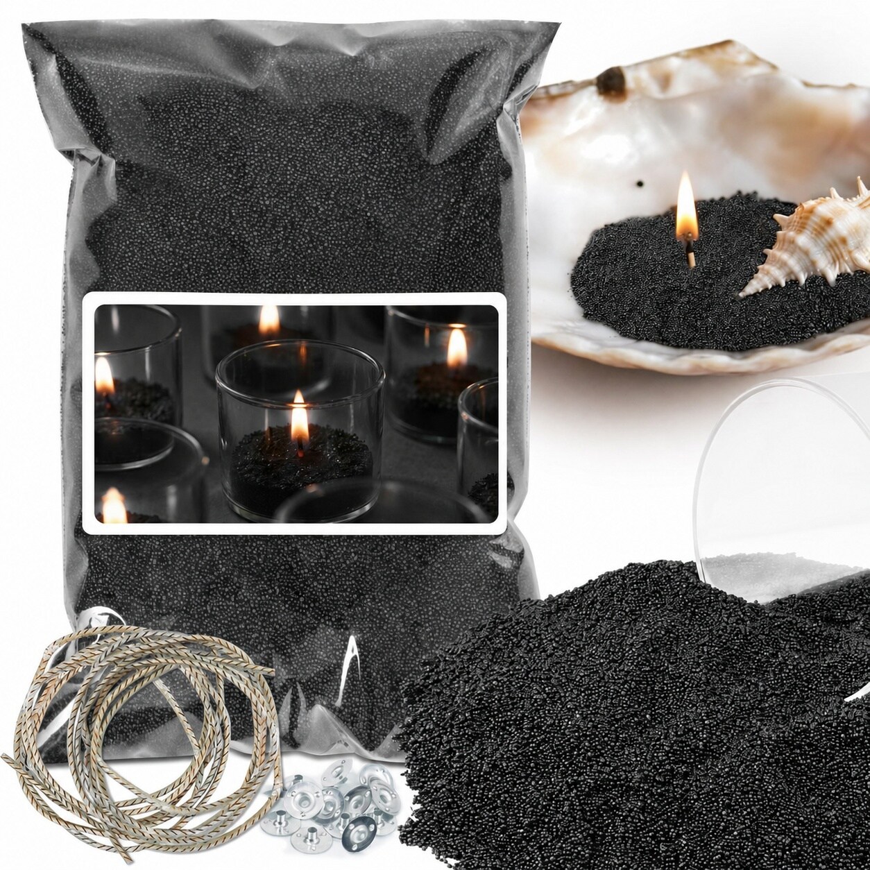 Phyfalip Christmas Candle Sand Kit 430G Gold Silver Green Red White Wax ...