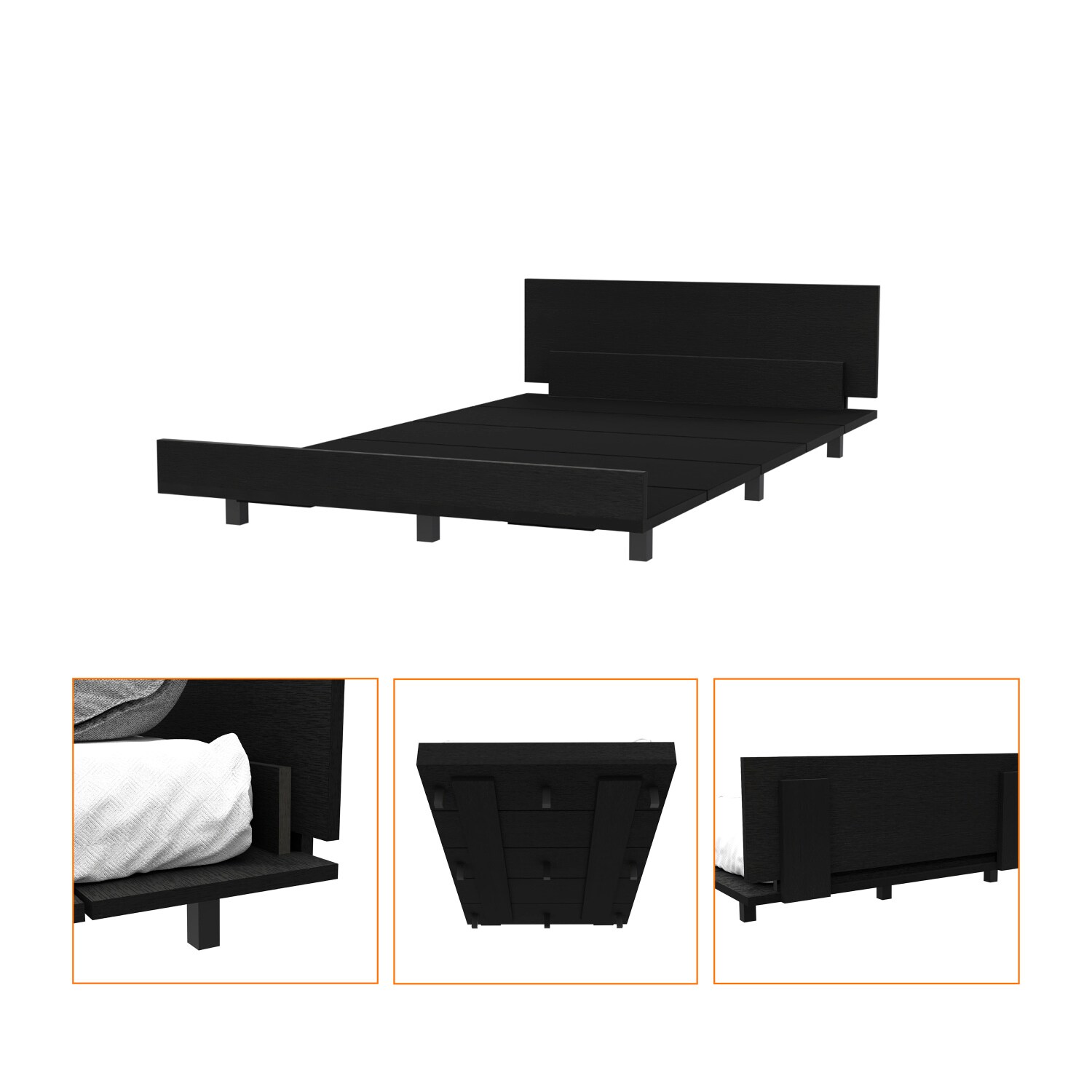 Streamdale Furniture Streamdale Nimmo Twin Bed Frame Black Wengue in ...