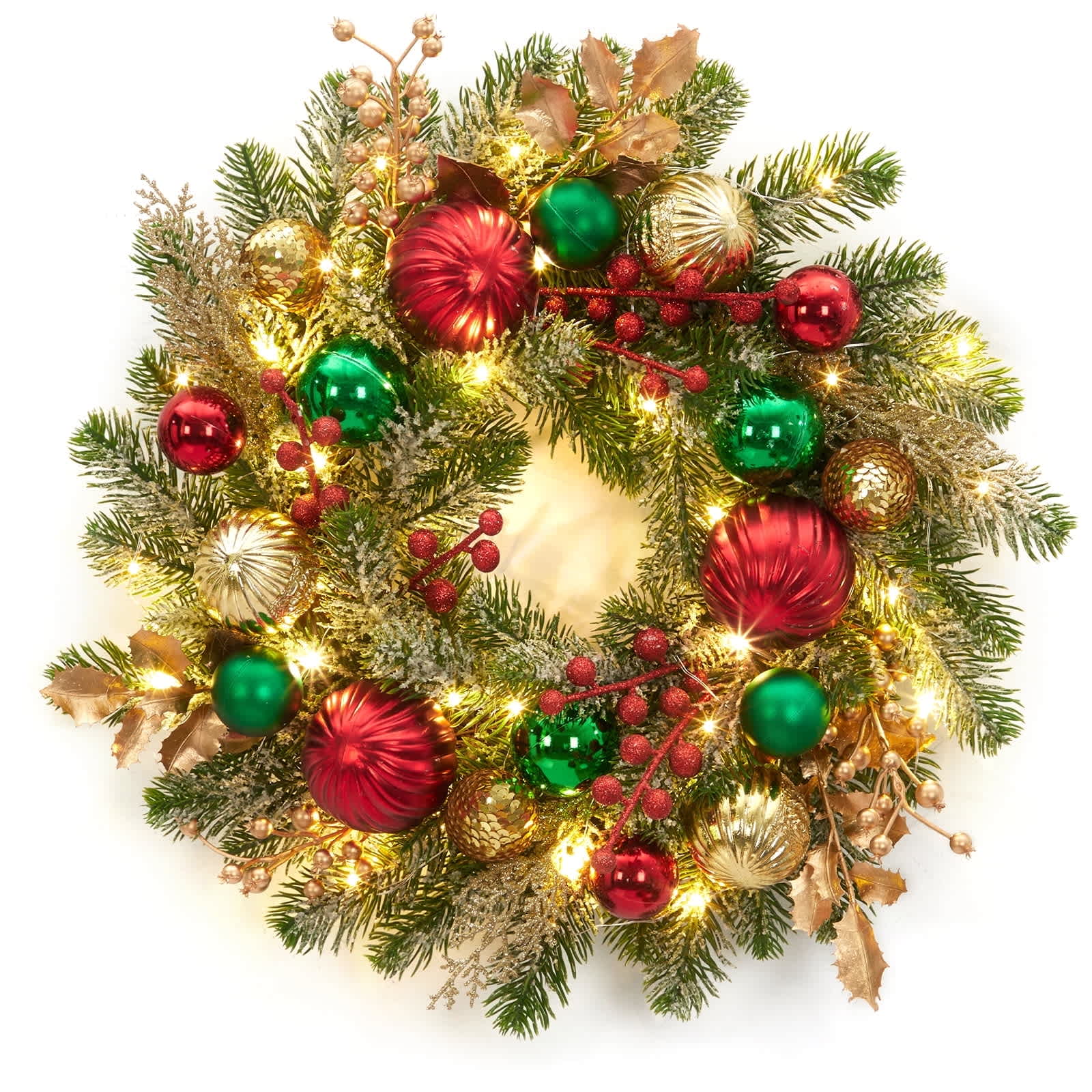 Garvee 16 Inch Christmas Wreath for Front Door - Artificial Xmas Wreath ...