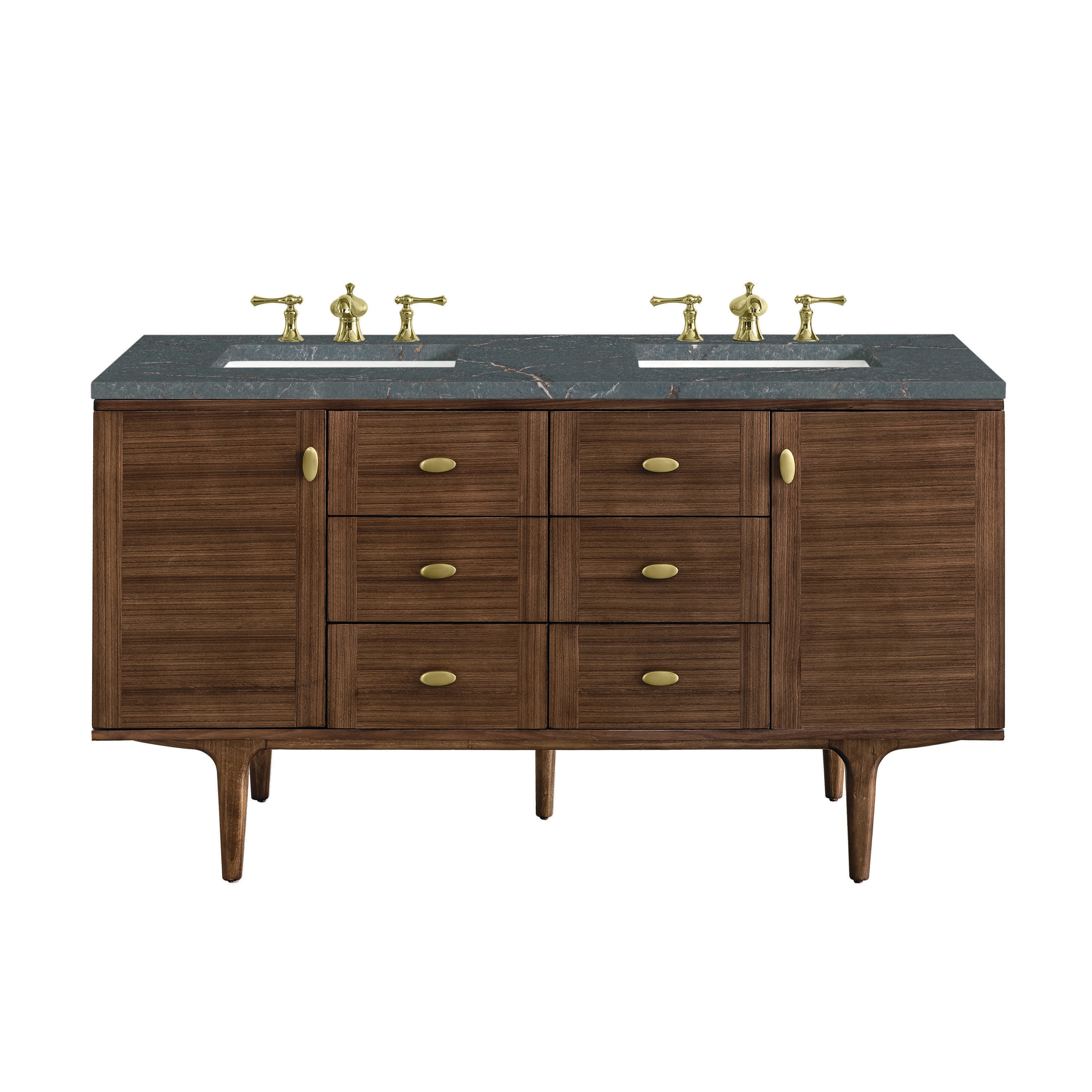 James Martin Vanities Amberly 60-in Mid-Century Walnut Undermount ...