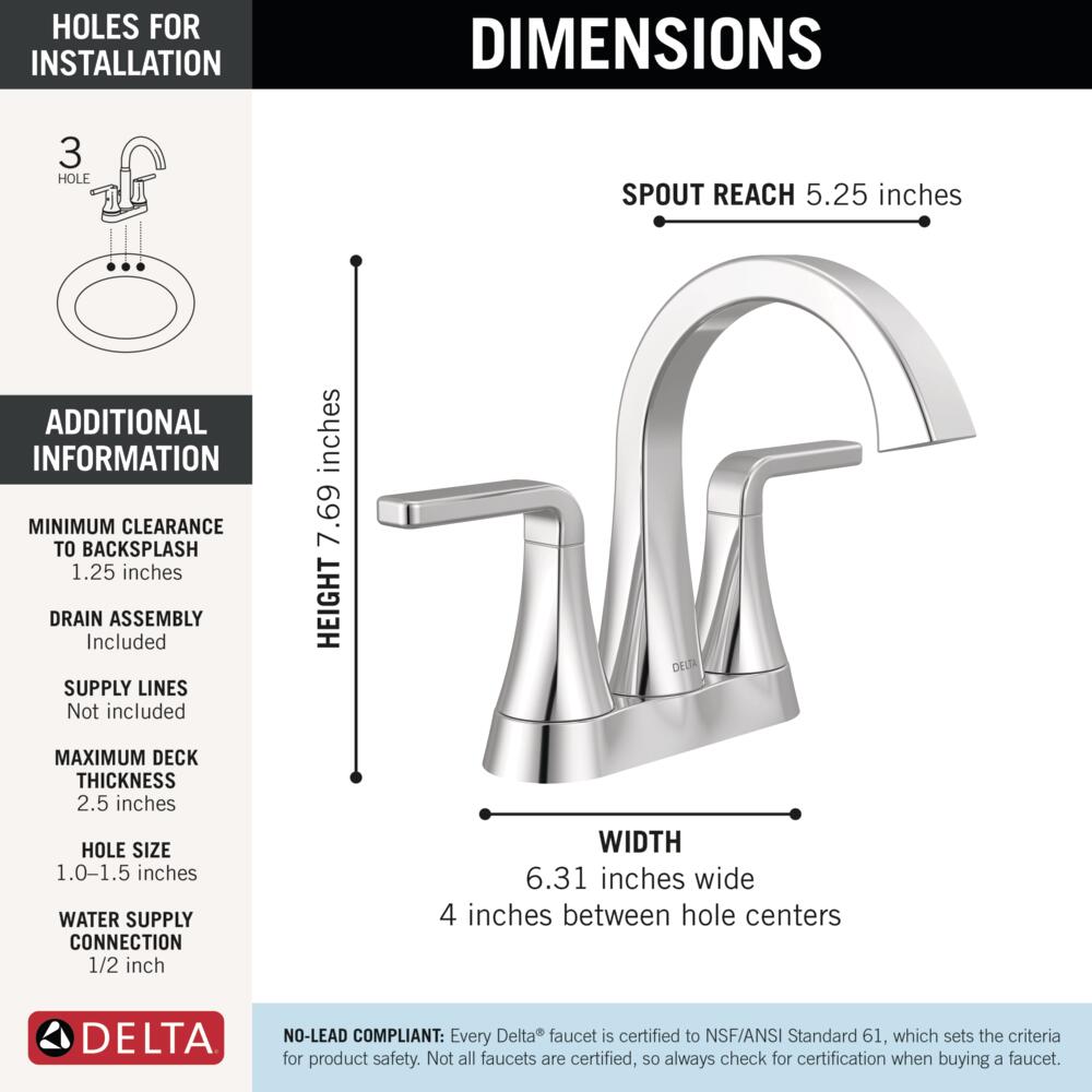 Delta Lineax Chrome 4-in centerset 2-handle WaterSense Mid-arc ...