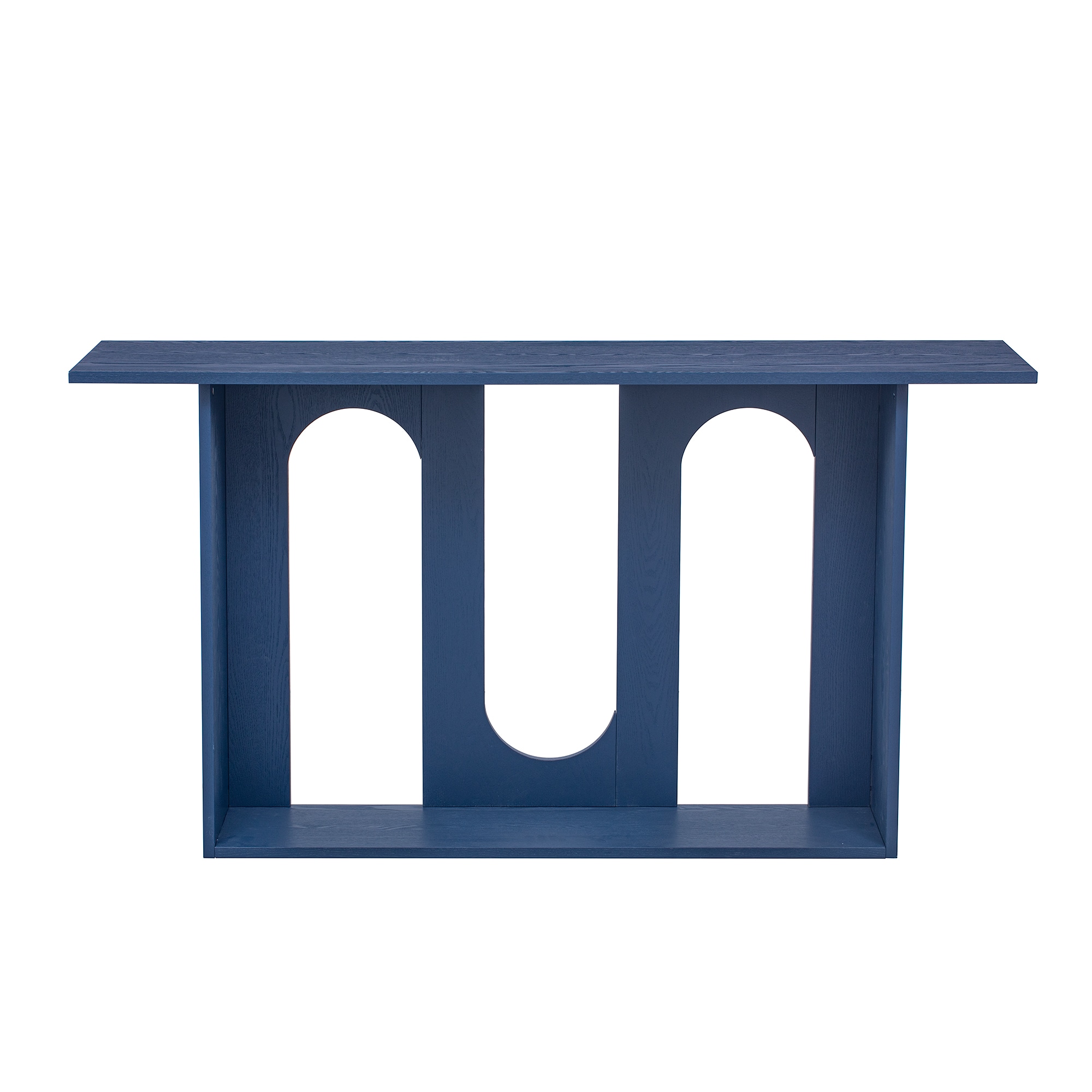 LOVMOR 60 Inch Modern MDF Curved Navy Blue Console Table 1 Shelf for ...