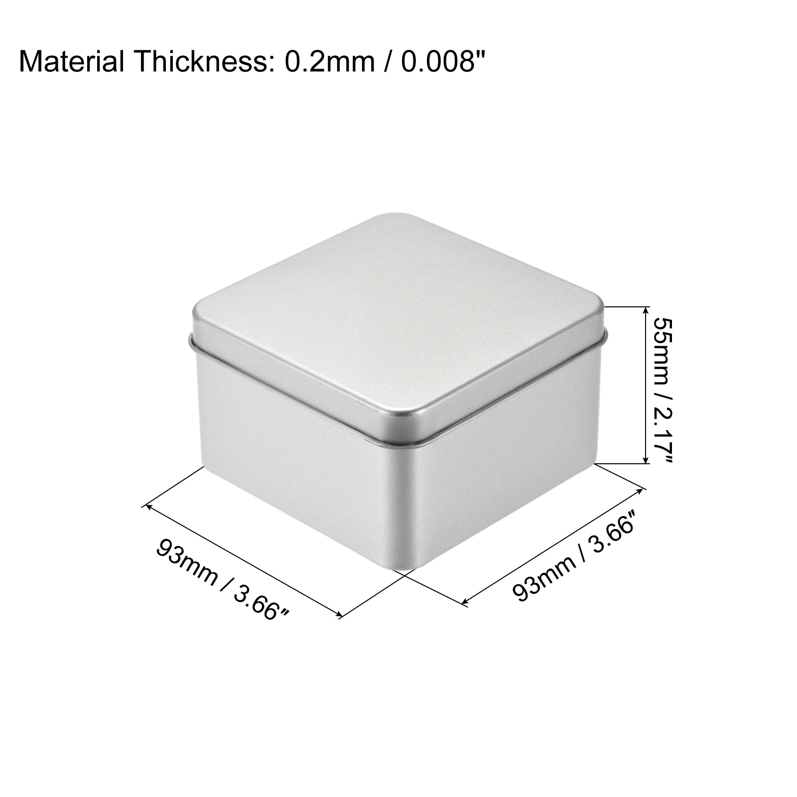 Unique Bargains Metal Tin Box 3.66x3.66x2.17inch Rectangular Empty ...