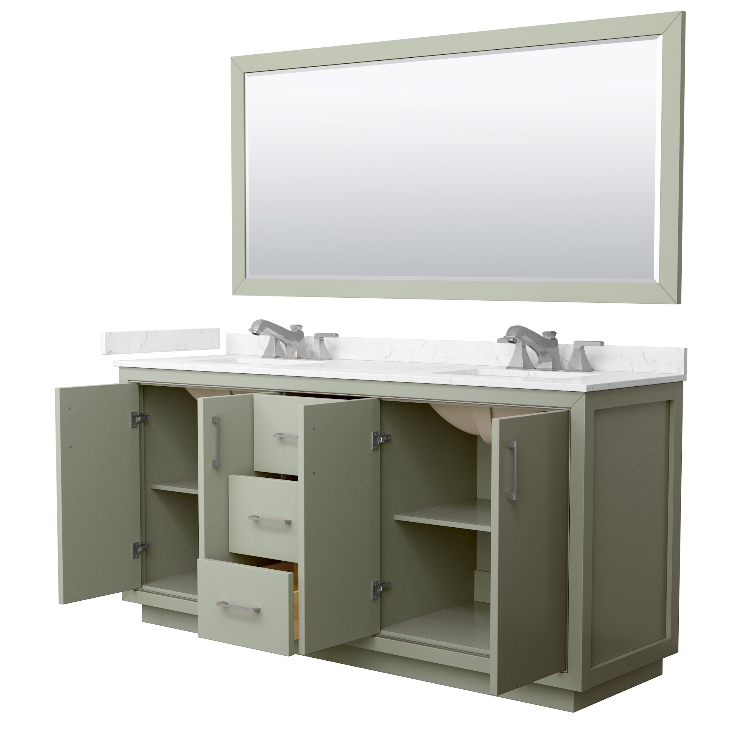 Wyndham Collection Icon 72-in Light Green with Brushed Nickel Trim ...