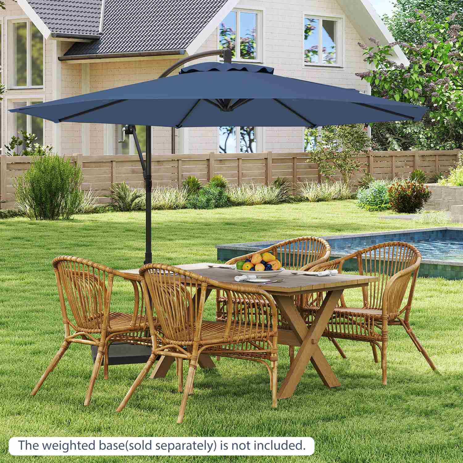 Costway 10ft Hanging Umbrella Patio Sun Shade Offset Outdoor Market ...