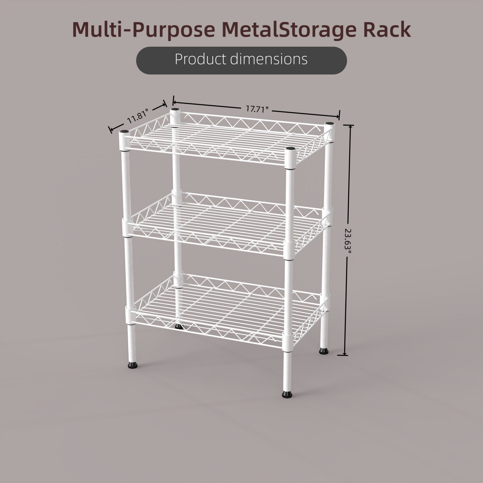GlasFlength Metal Wire Shelving Unit 3 Tier Adjustable Storage Rack ...
