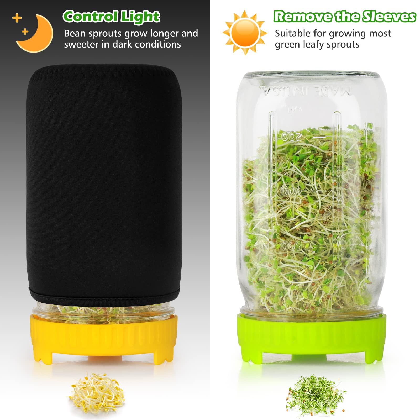 Wudkey 2-Pack Indoor Sprouting Kit with Steel Stand Drain Tray and ...