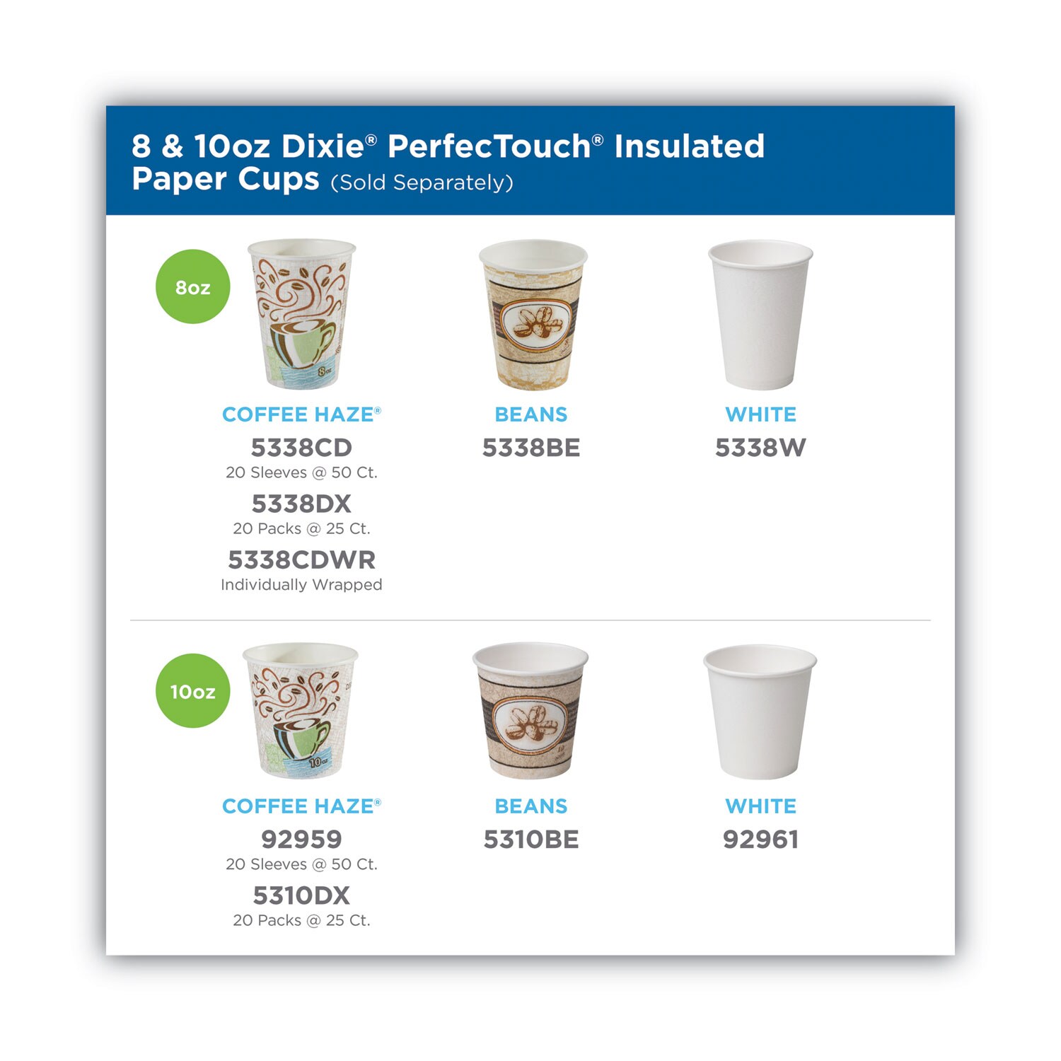 Dixie PerfecTouch Hot/Cold Cups 12 oz Paper White 50/Bag 20 Bags/Carton ...