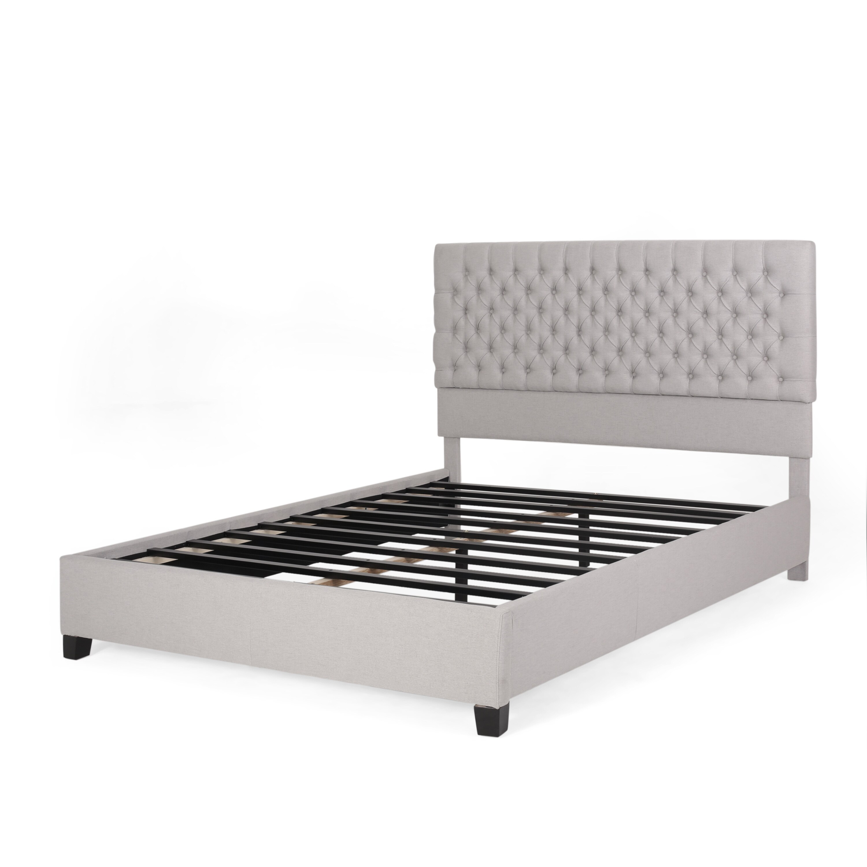 Best Selling Home Decor Queen Light Gray Wood Tufted Bed Frame with ...