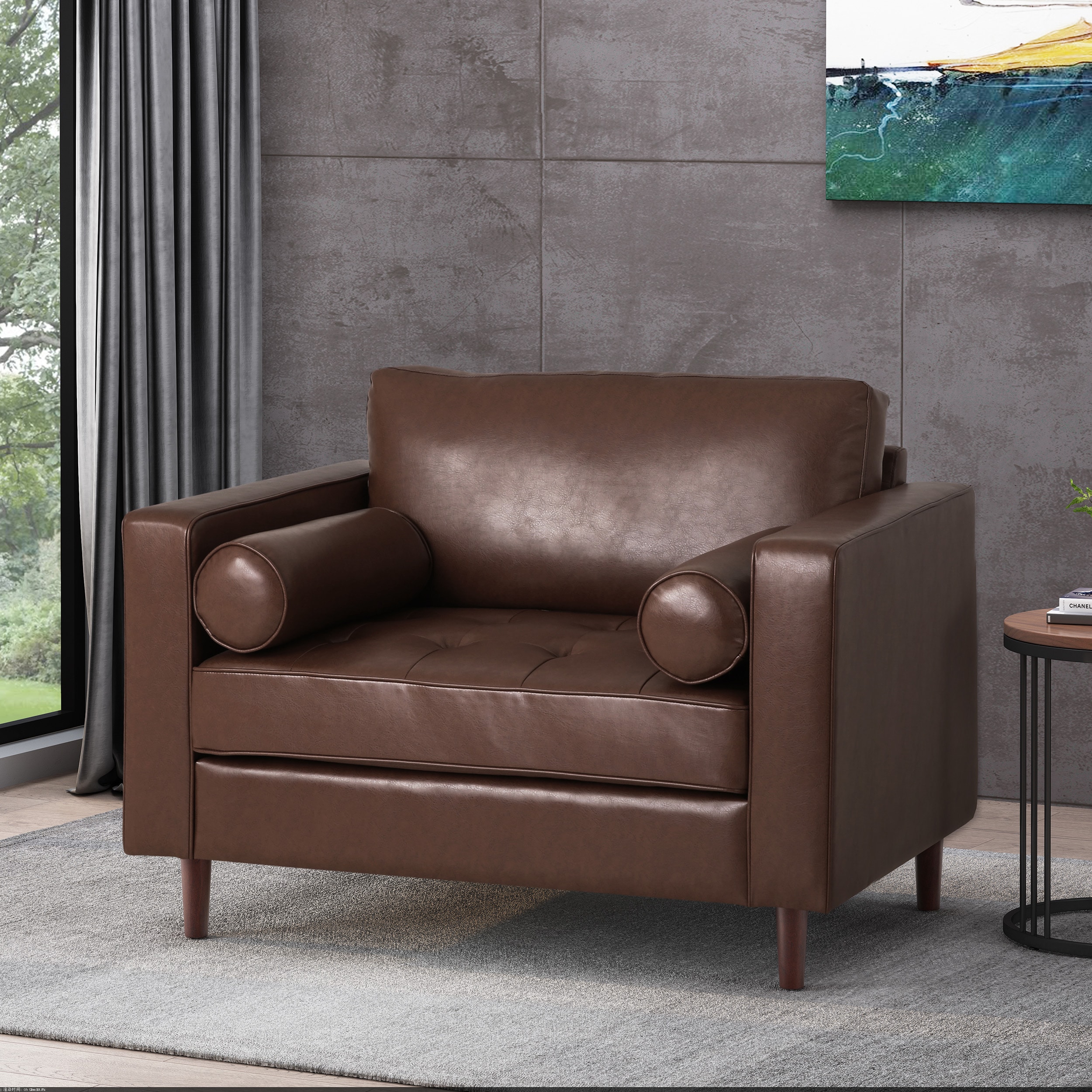 ModernLuxe Assembly Required Classic Club Chair with Smooth Curved ...
