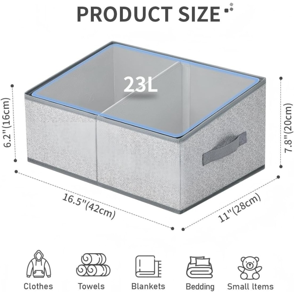 Baginizer Fabric Trapezoid Storage Baskets 6 Pack Large with Handles ...