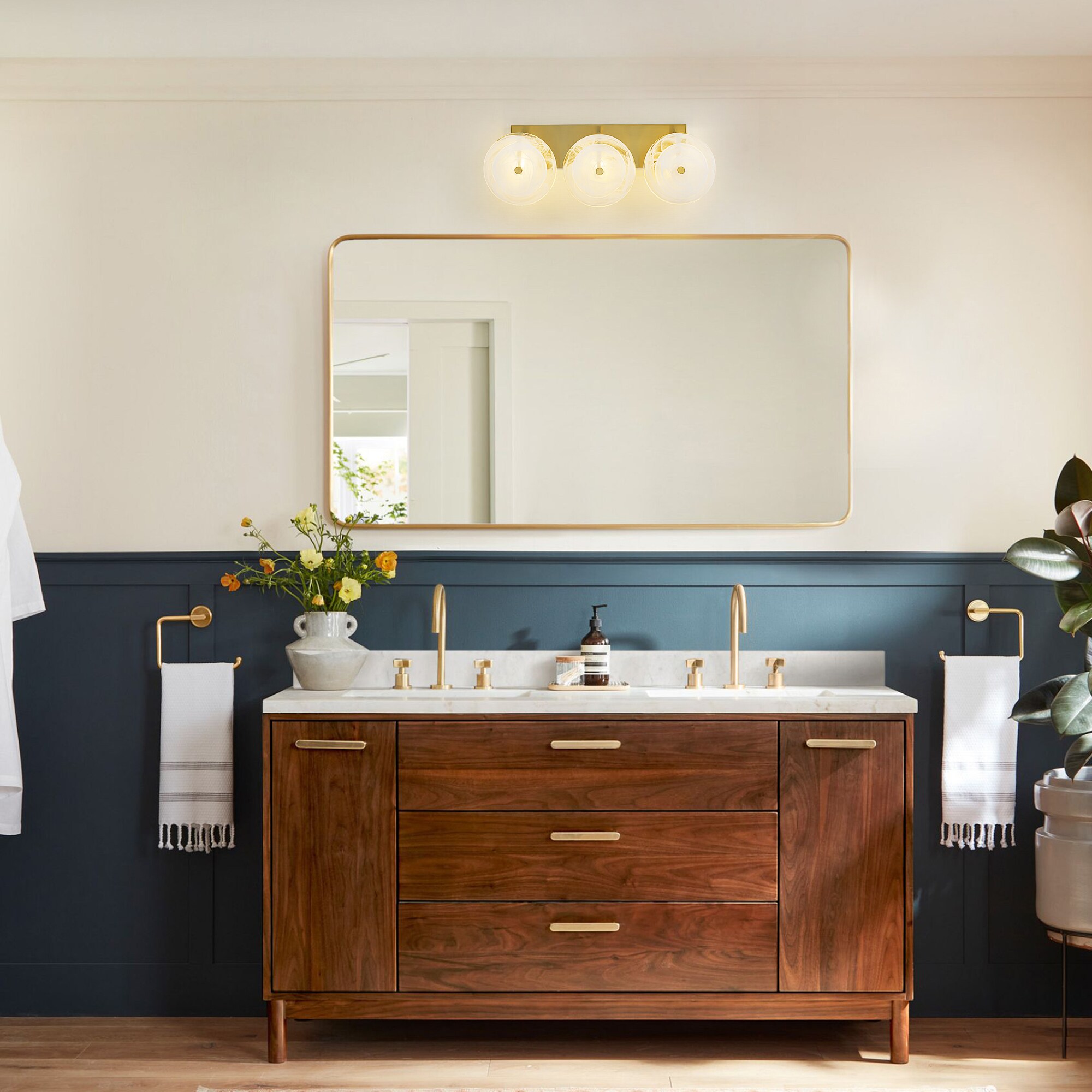 Y'INSP ArtCraft Lily 25.2-in 3 Light Brushed Brass French country ...