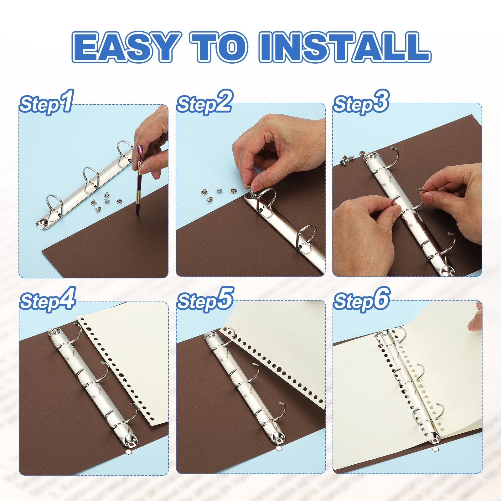 PATIKIL A5 3 Hole Ring Binder Mechanisms 2 Set 1.5 Inch D Ring ...