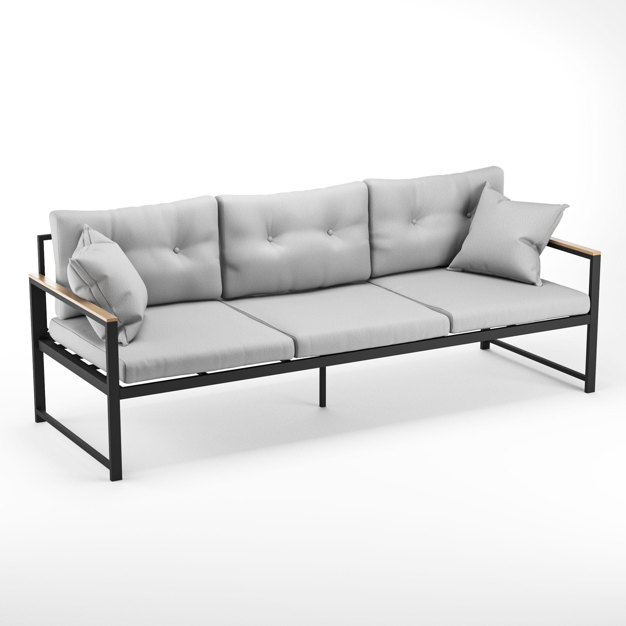 Watnature Outdoor Sofa Modern Button Tufted Charcoal Gray Metal Base ...