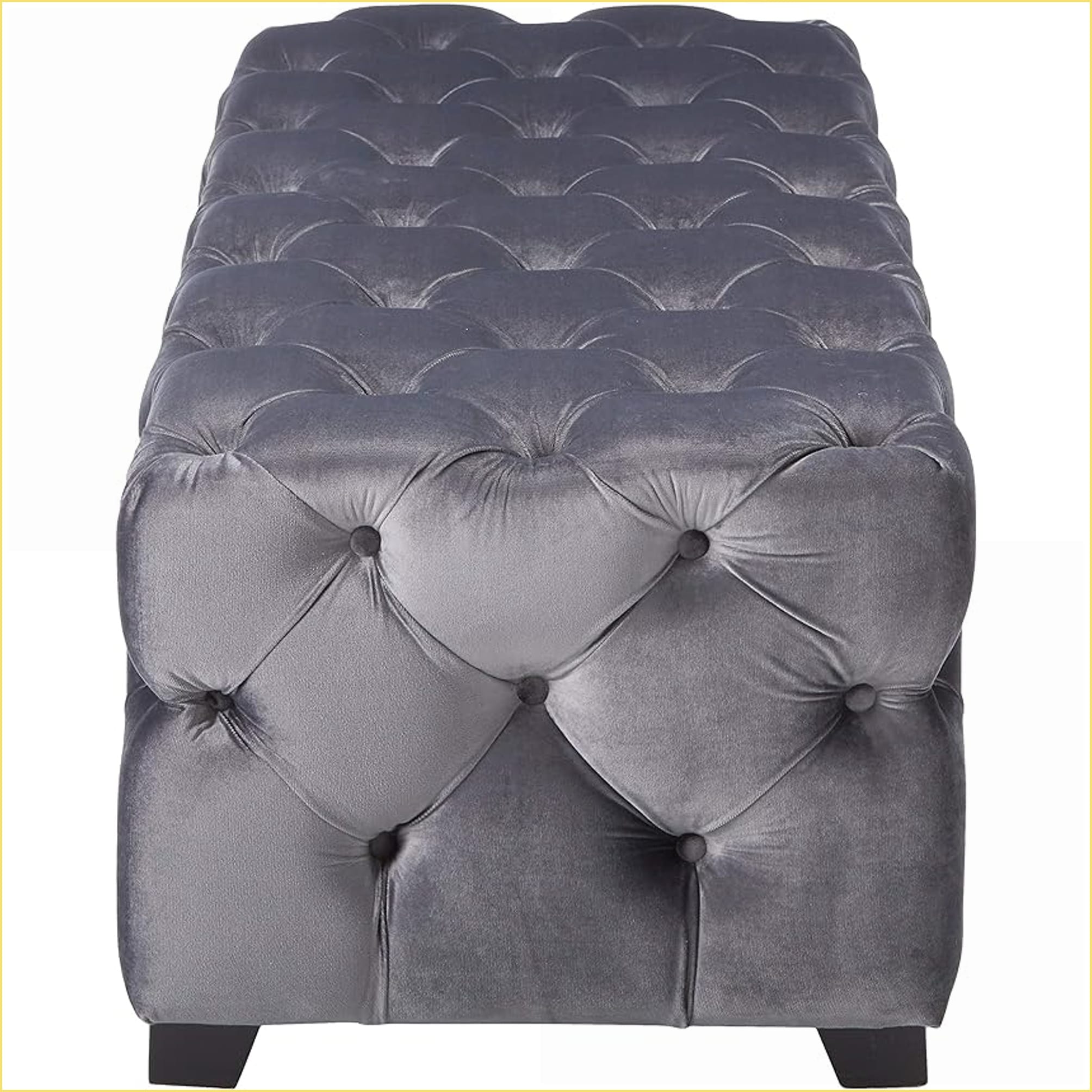 Watnature Ottoman Modern Glam Burgundy Red Velvet Button Tufted 18.75W ...