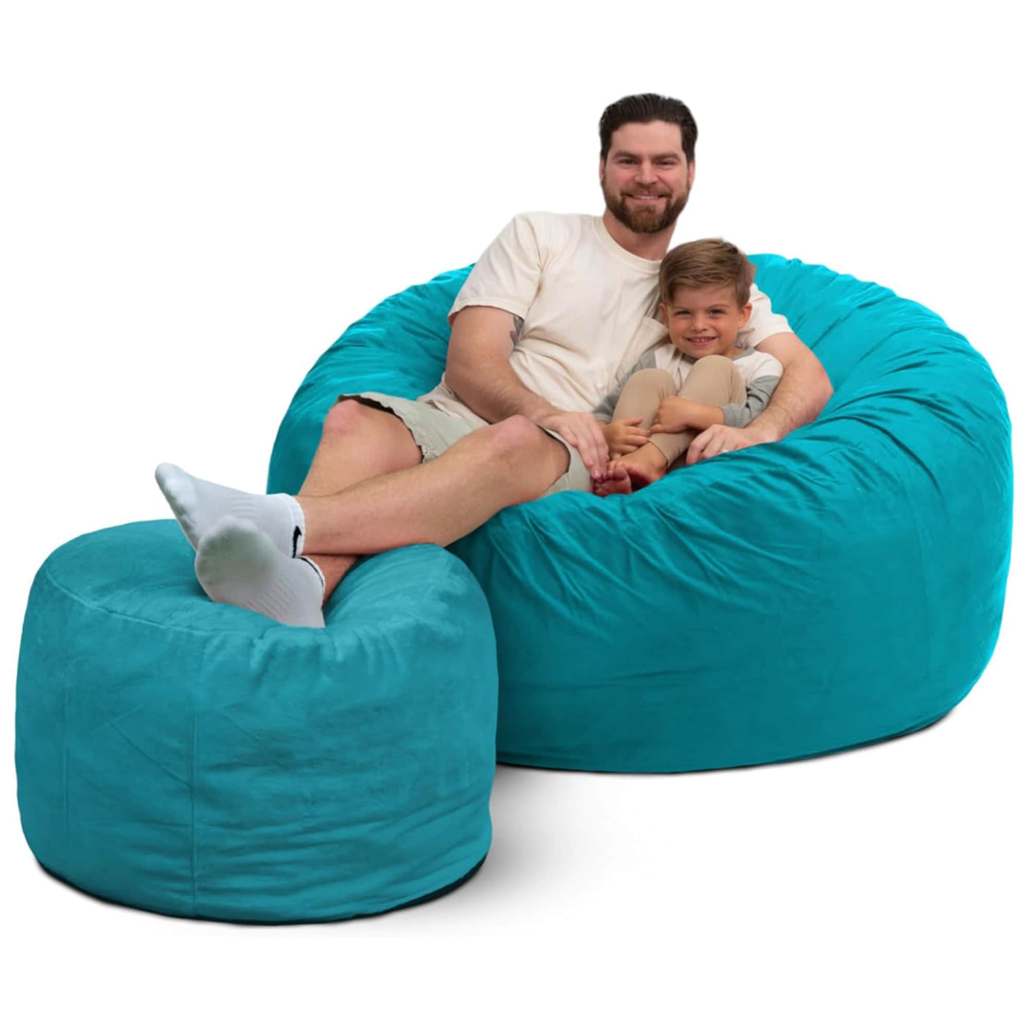 Ultimate Sack 5ft Bean Bag Chair and Footstool Oversized Lounger Teal ...
