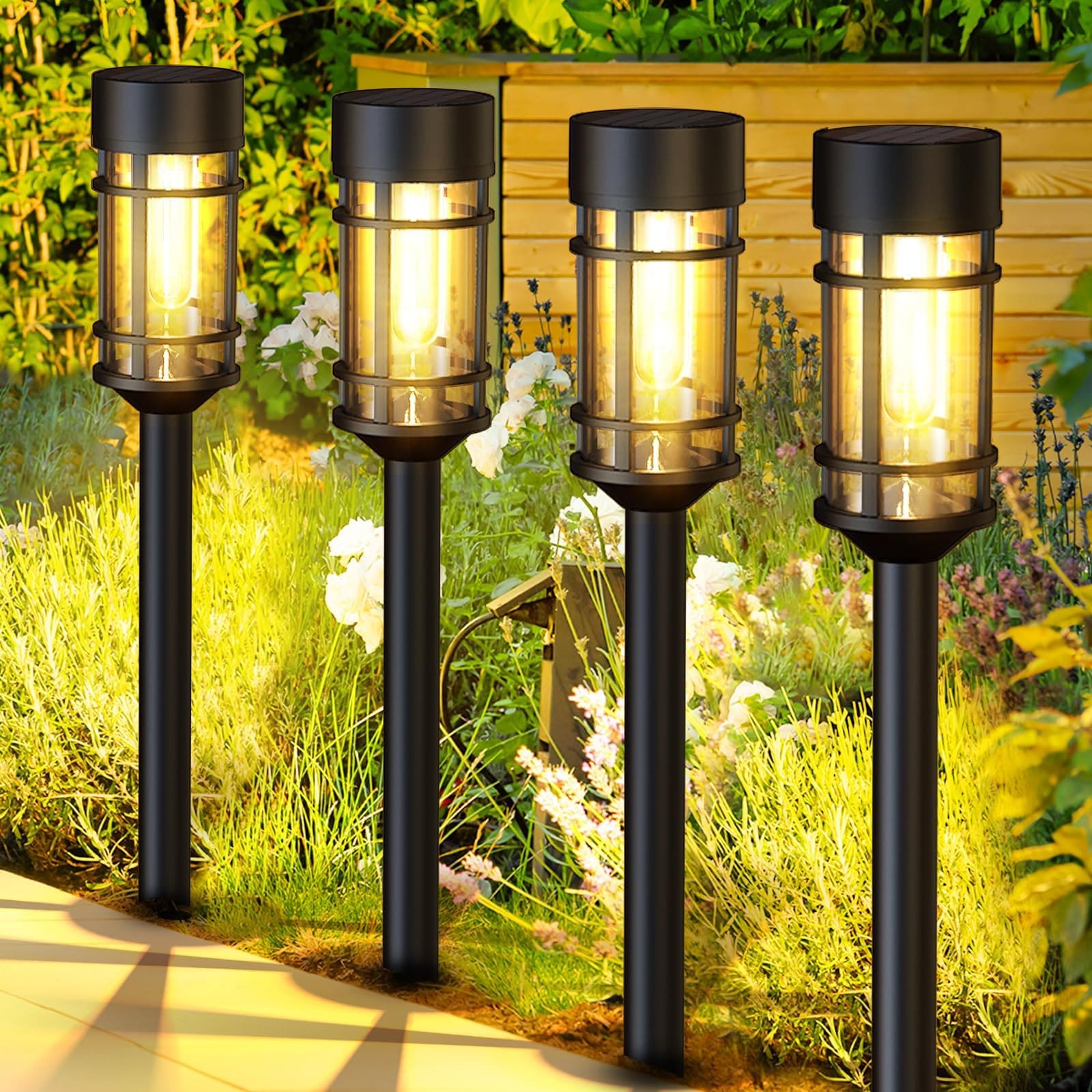 Aoibox 8 Pack 21.5 x 3 x 3 Inch Solar Pathway Lights Outdoor Waterproof ...
