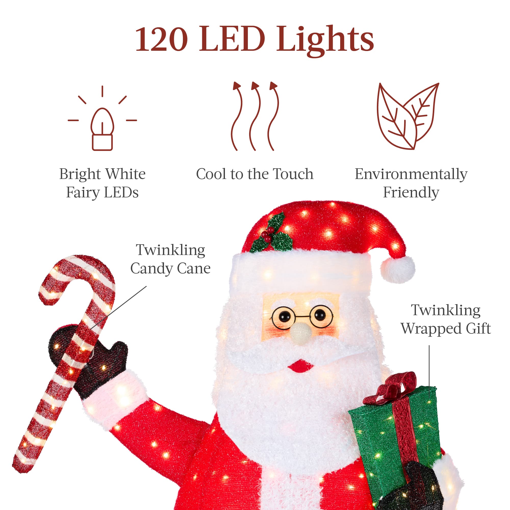 Best Choice Products 3ft Lighted Pop-Up Santa Claus Outdoor Christmas ...