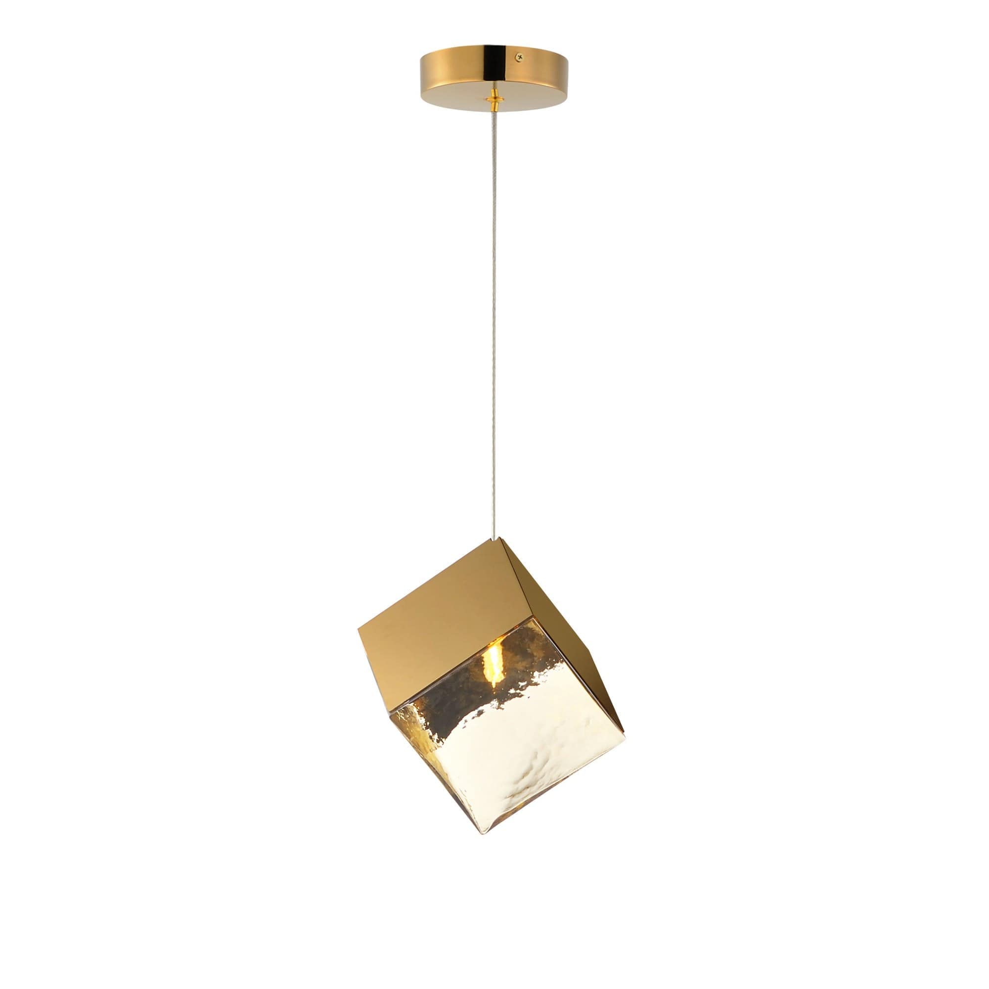 ET2 Ice Cube 1 - Light French Gold Gold - LED Glass And Steel Pendant ...
