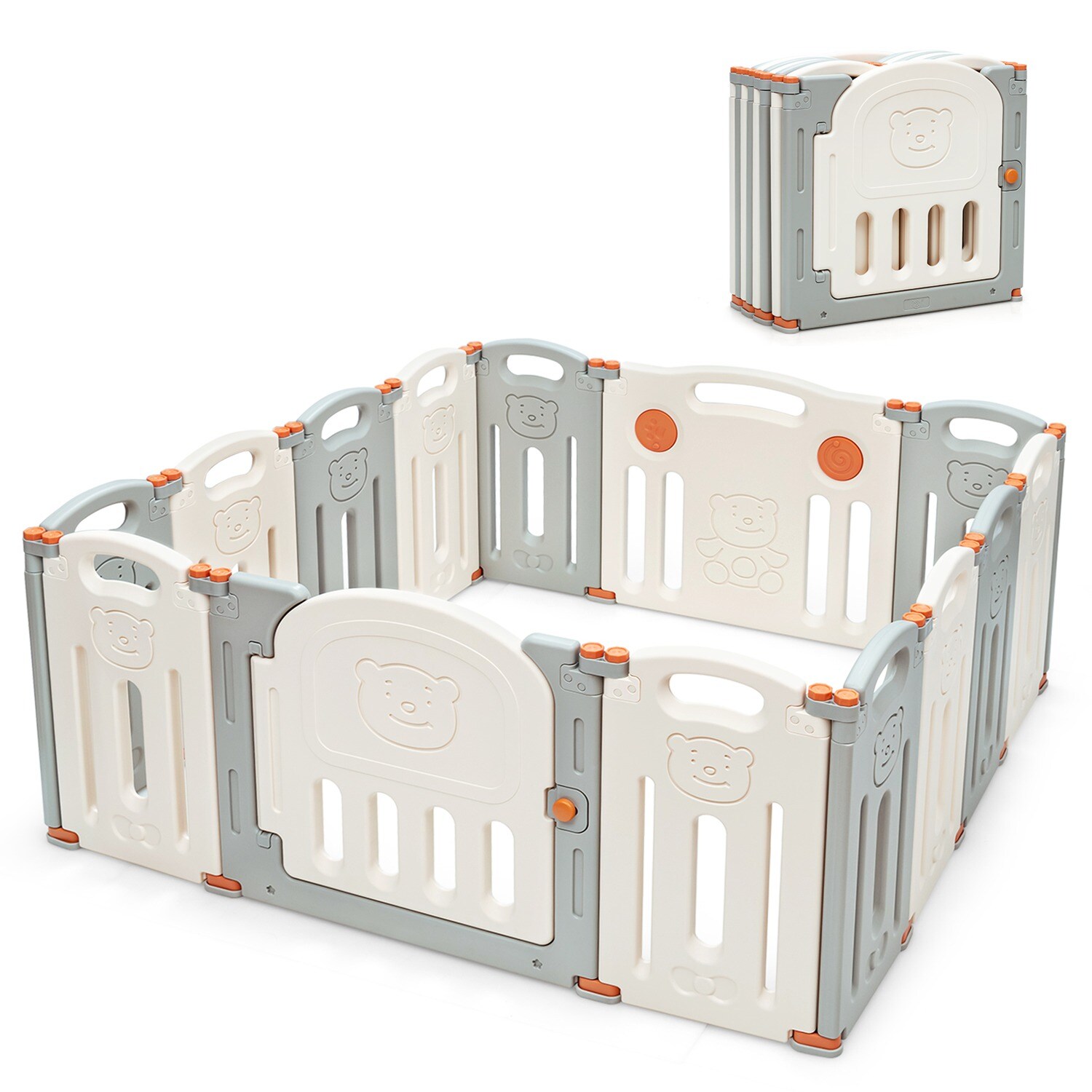 Costway Foldable Baby Playpen 14 Panels Kids Activity Play Yard Anti ...