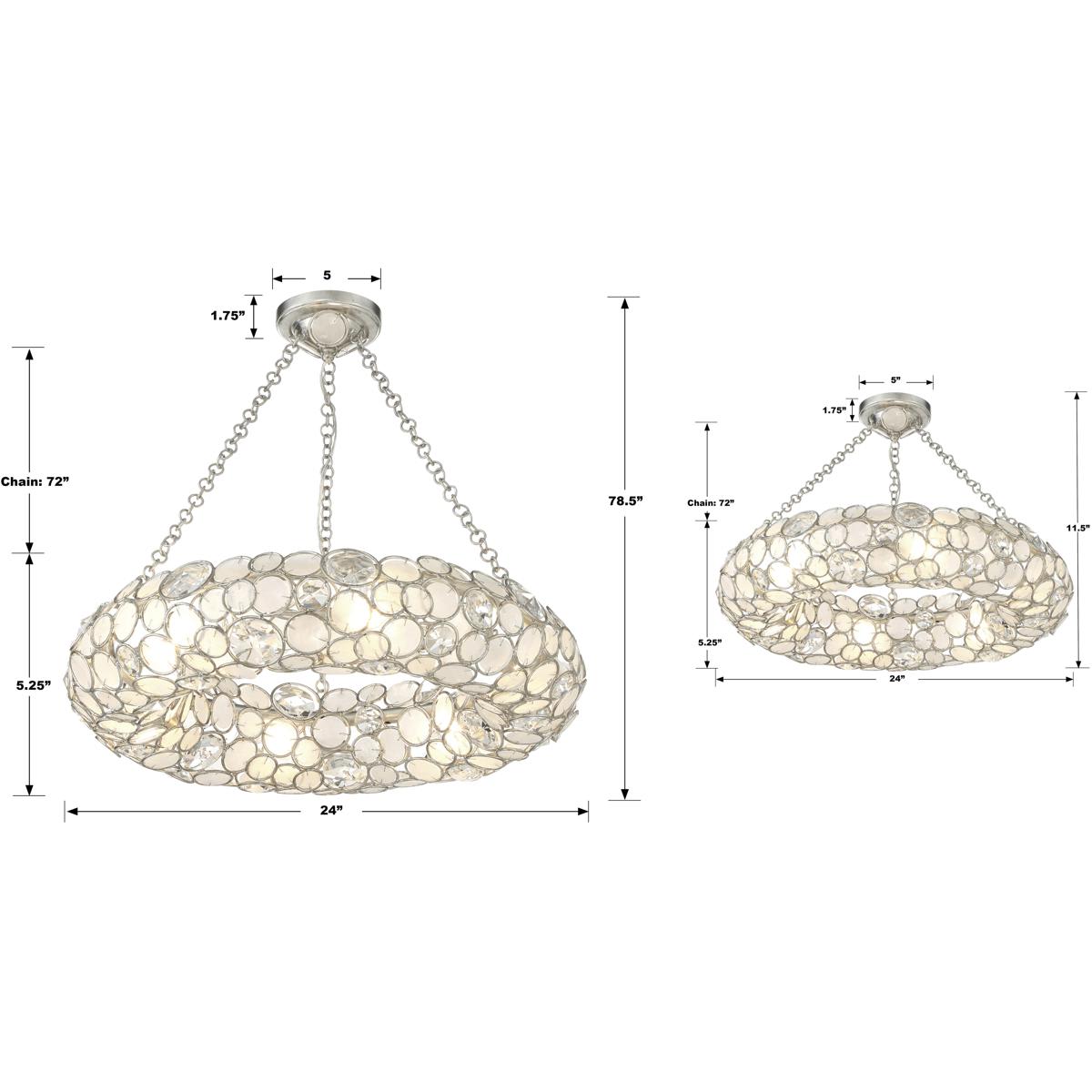 Crystorama 525-SA Palla 6 Light 24 inch Antique Silver Chandelier ...