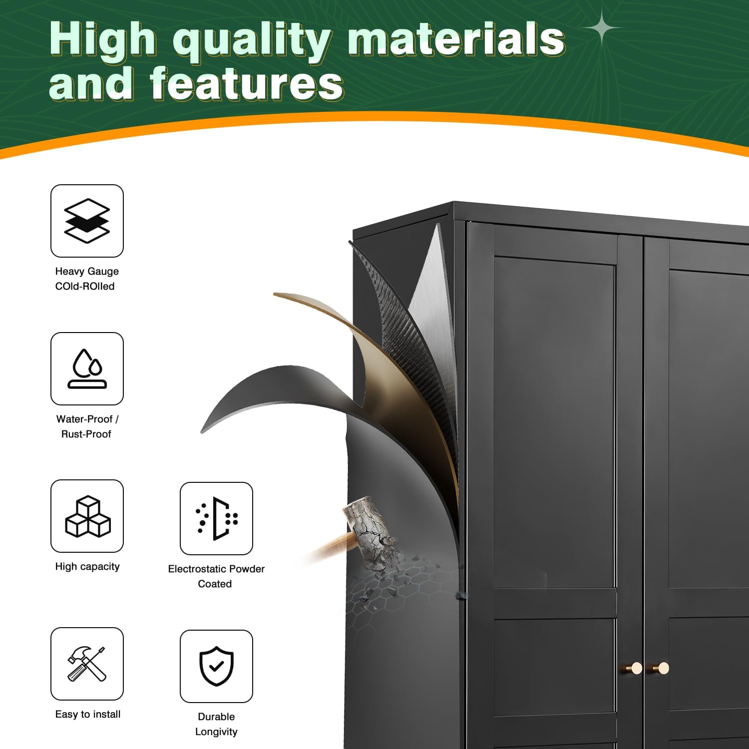 Letaya Wardrobe Armoire Closet 72 H Metal Storage Cabinet with ...