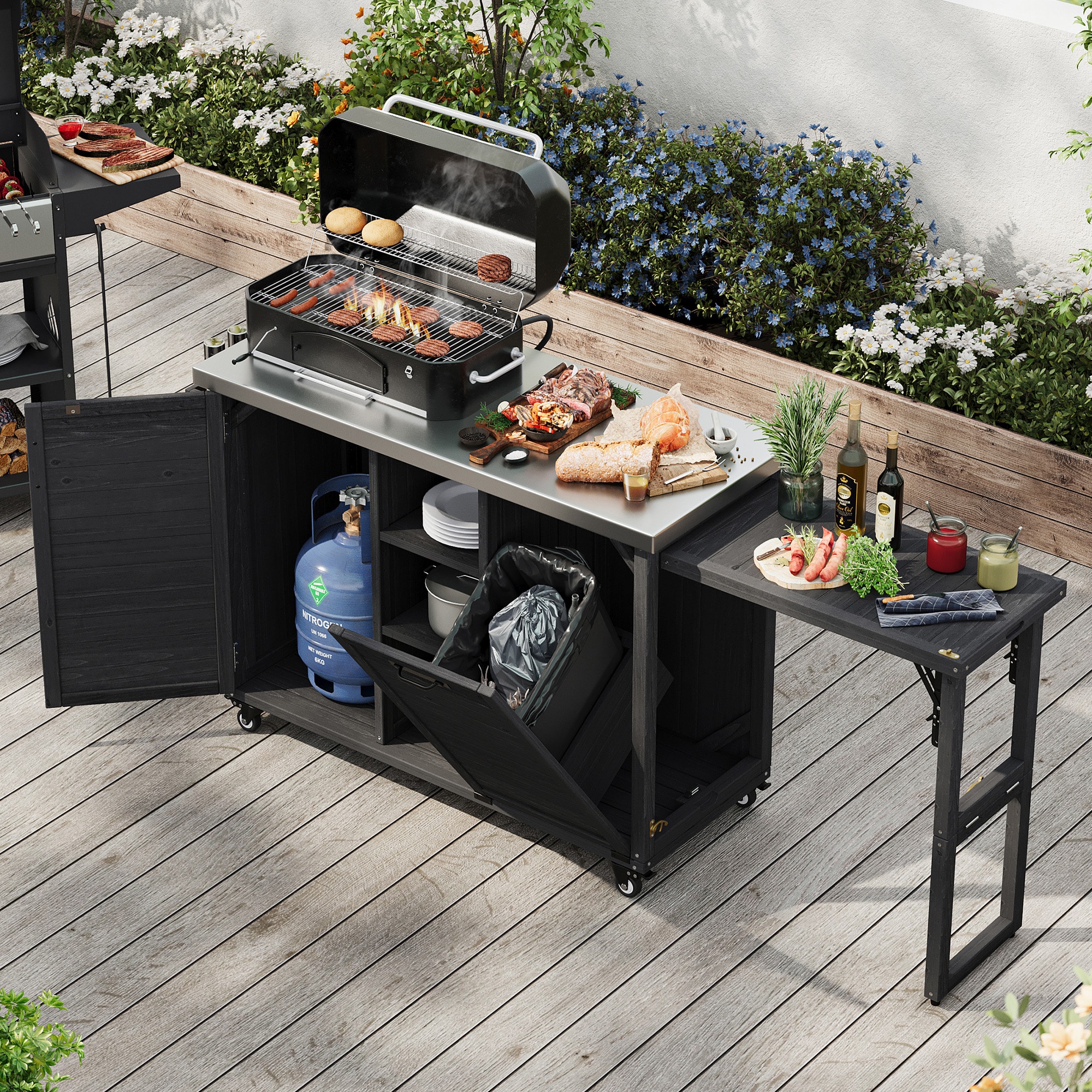 ModernLuxe Assembly Required 78.3inch Outdoor Kitchen Island with ...