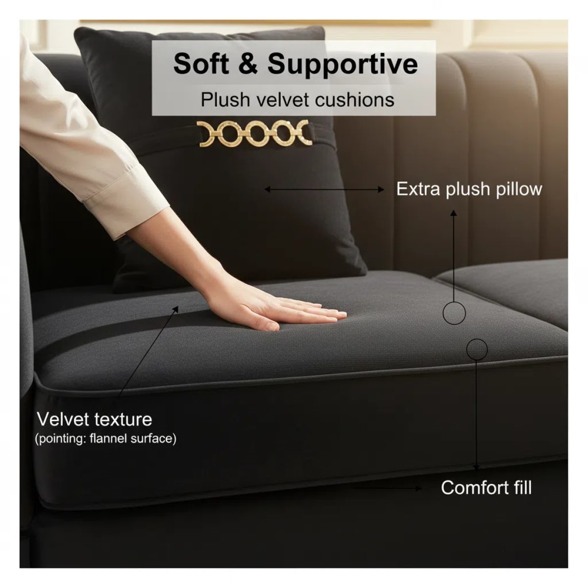 Streamdale Furniture Streamdale Modern Velvet Sofa with Vertical ...