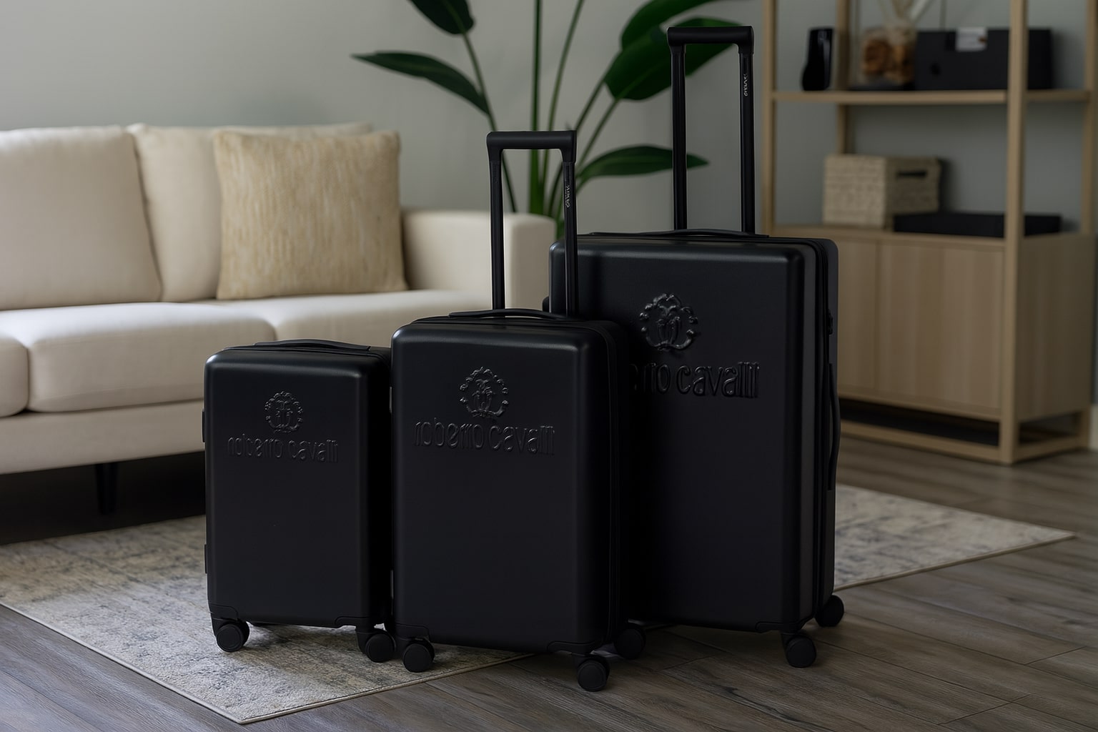 J&V TEXTILES ROBERTO CAVALLI 3 Piece Luggage Set with Expandable Hard ...