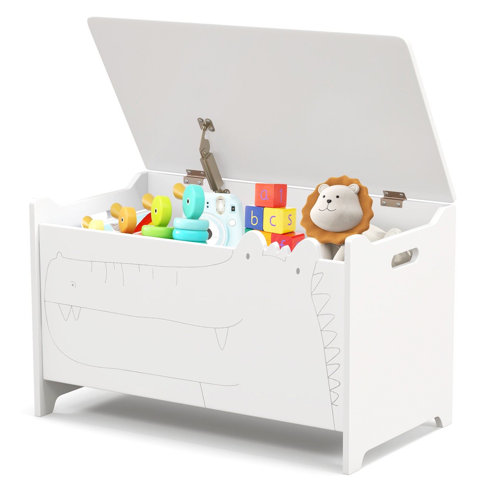 Fenbeli Kids Crocodile Toy Storage Box with Safety Hinge and Side ...