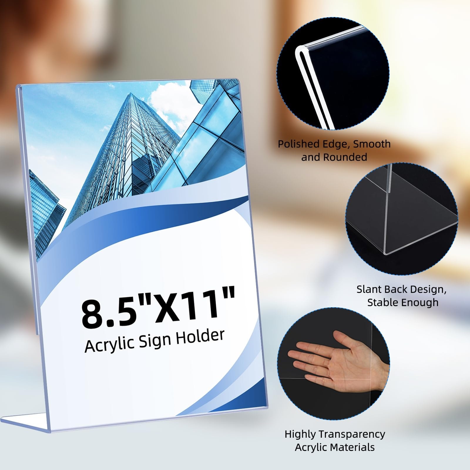 Phyfalip 18 pack acrylic sign holder 8 5 x 11 clear tabletop display ...