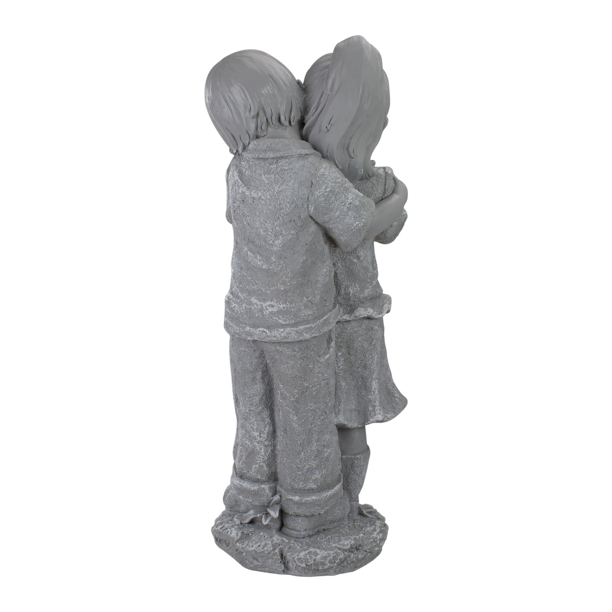 Northlight 19.5 inch Gray Boy Hugging Girl Outdoor Garden Statue in the ...