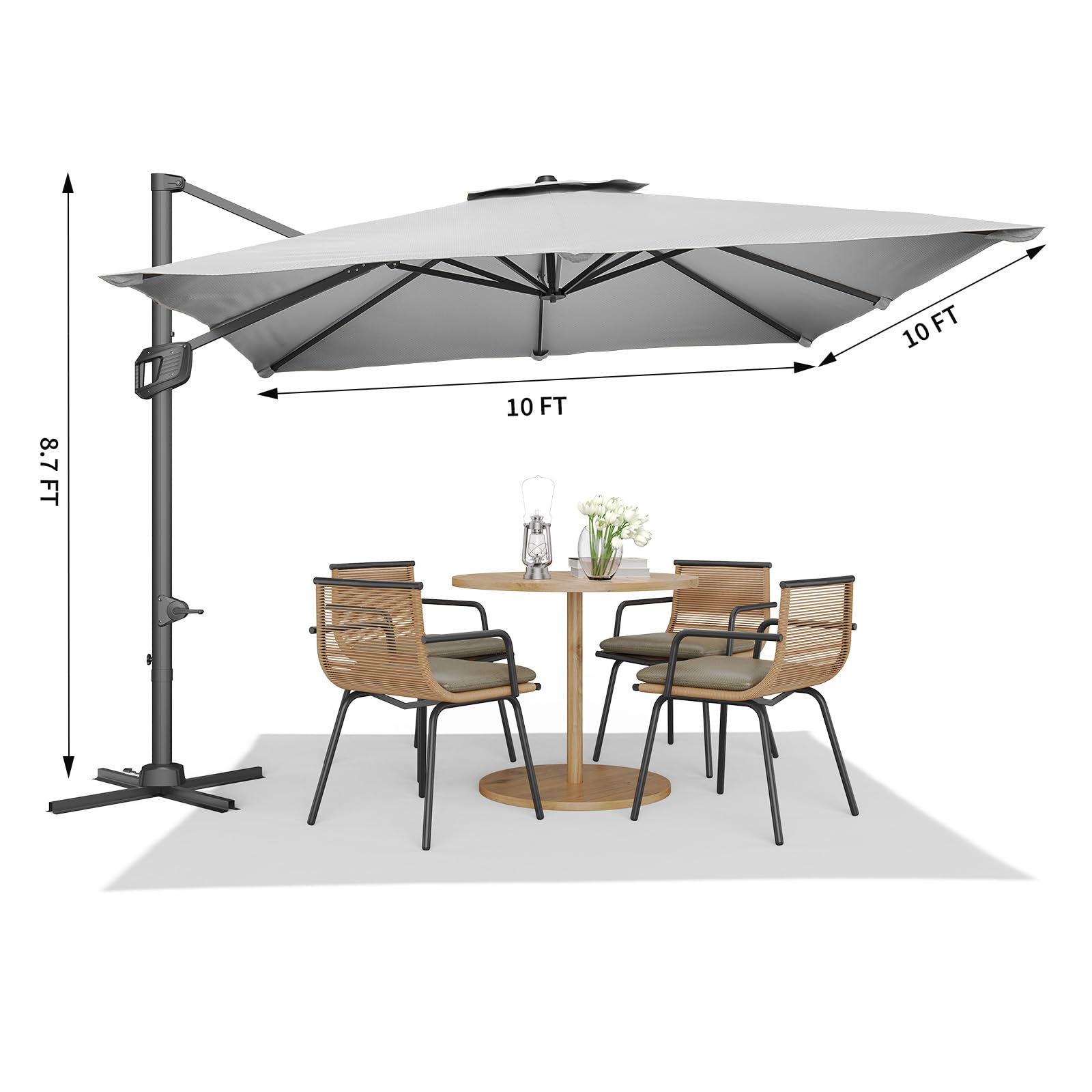 GarveeLife 10x10 FT Offset 360 Rotation Large Square Cantilever ...