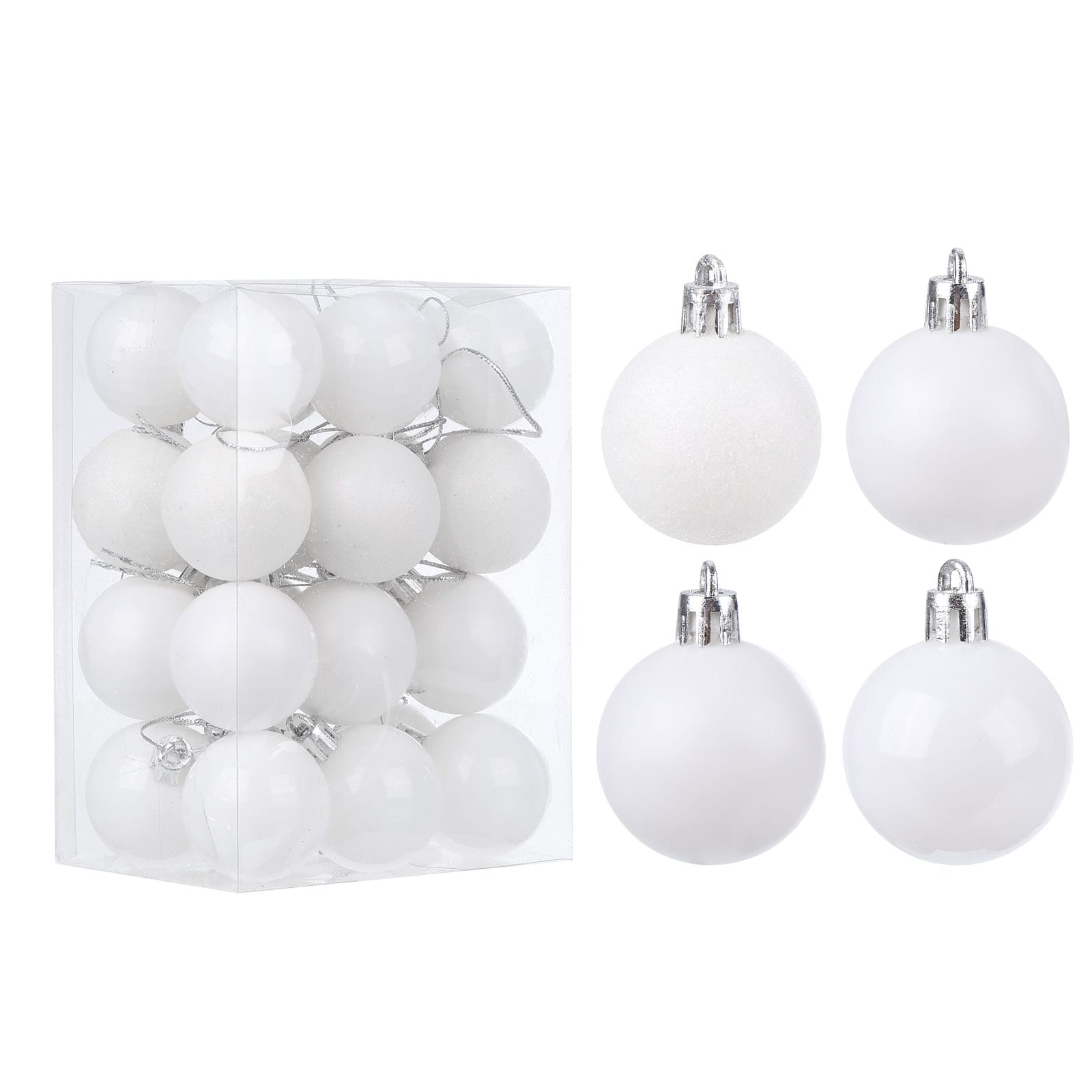 Unique Bargains 24Pcs White 1.57 Inch Christmas Balls Ornaments ...